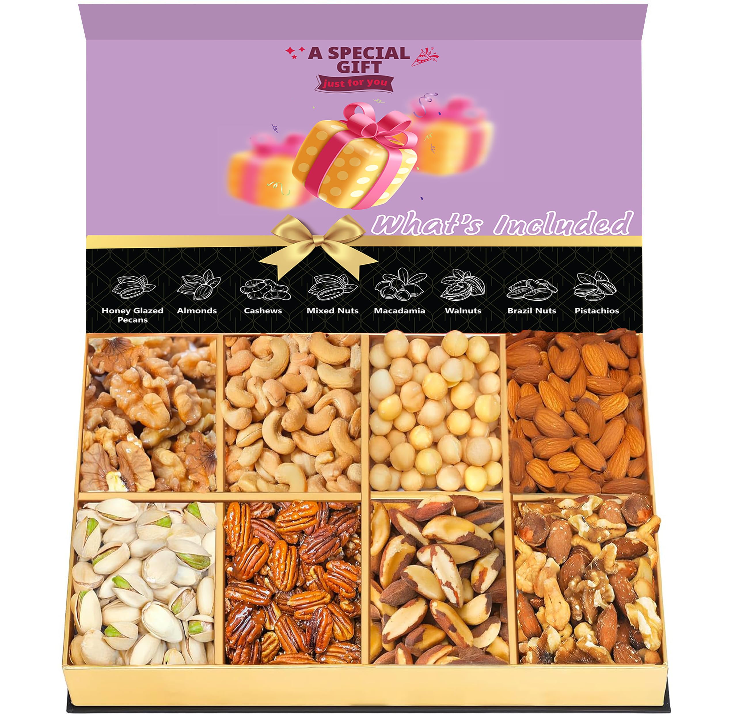 Amazon.com : Luxurious Treats Nuts Gift Basket, Gift Nut Gifts Gourmet ...