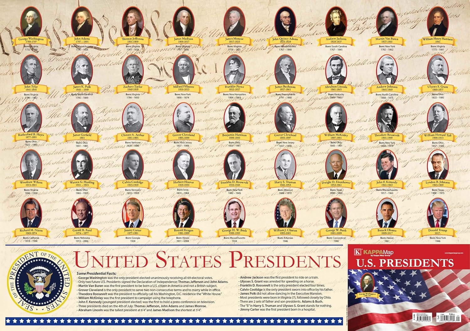 US President's Reference Poster: Kappa Map: 9780762590964: Amazon.com ...