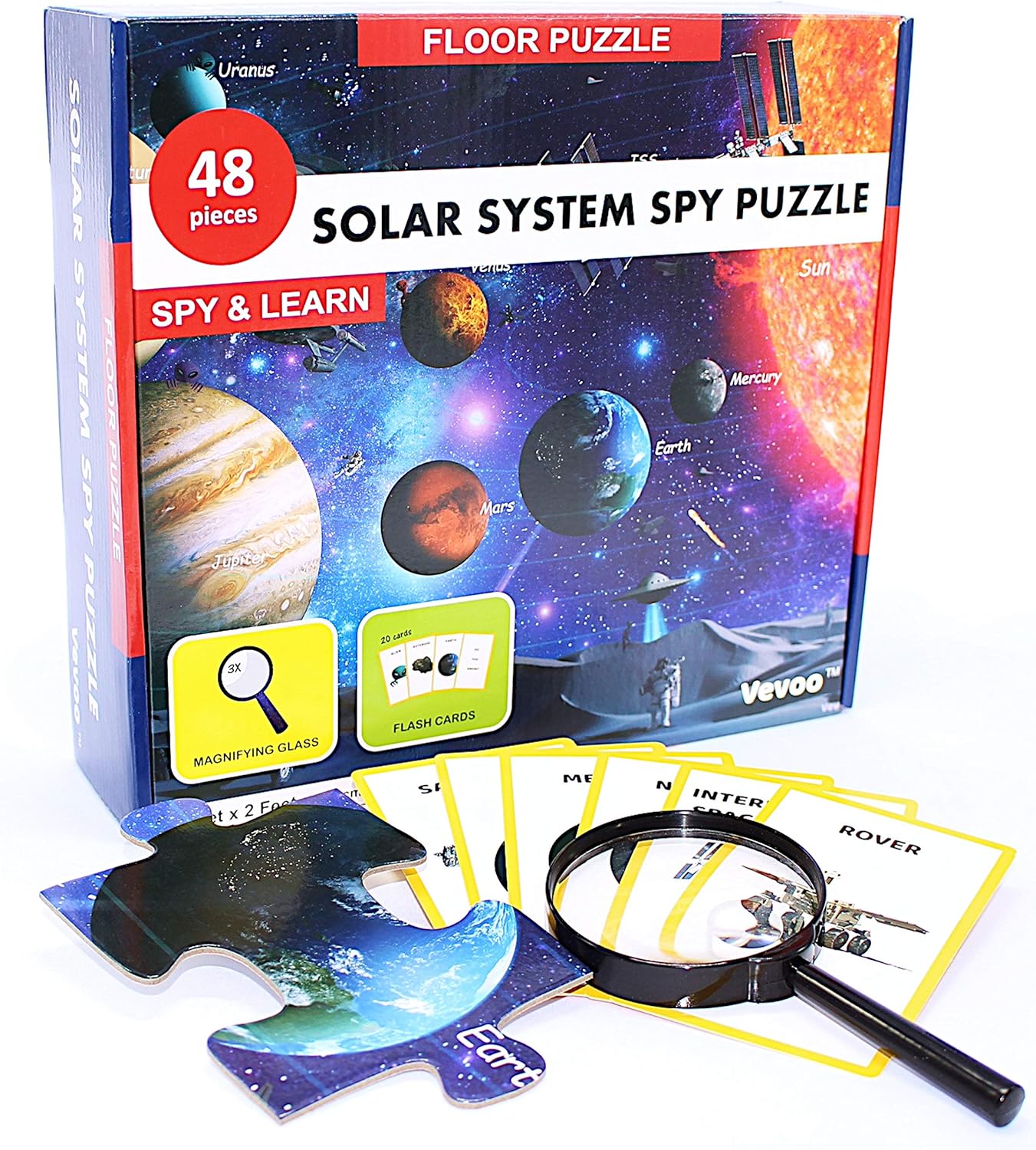 Amazon.com: Solar System Spy Puzzle with Flashcards and Magnifying ...