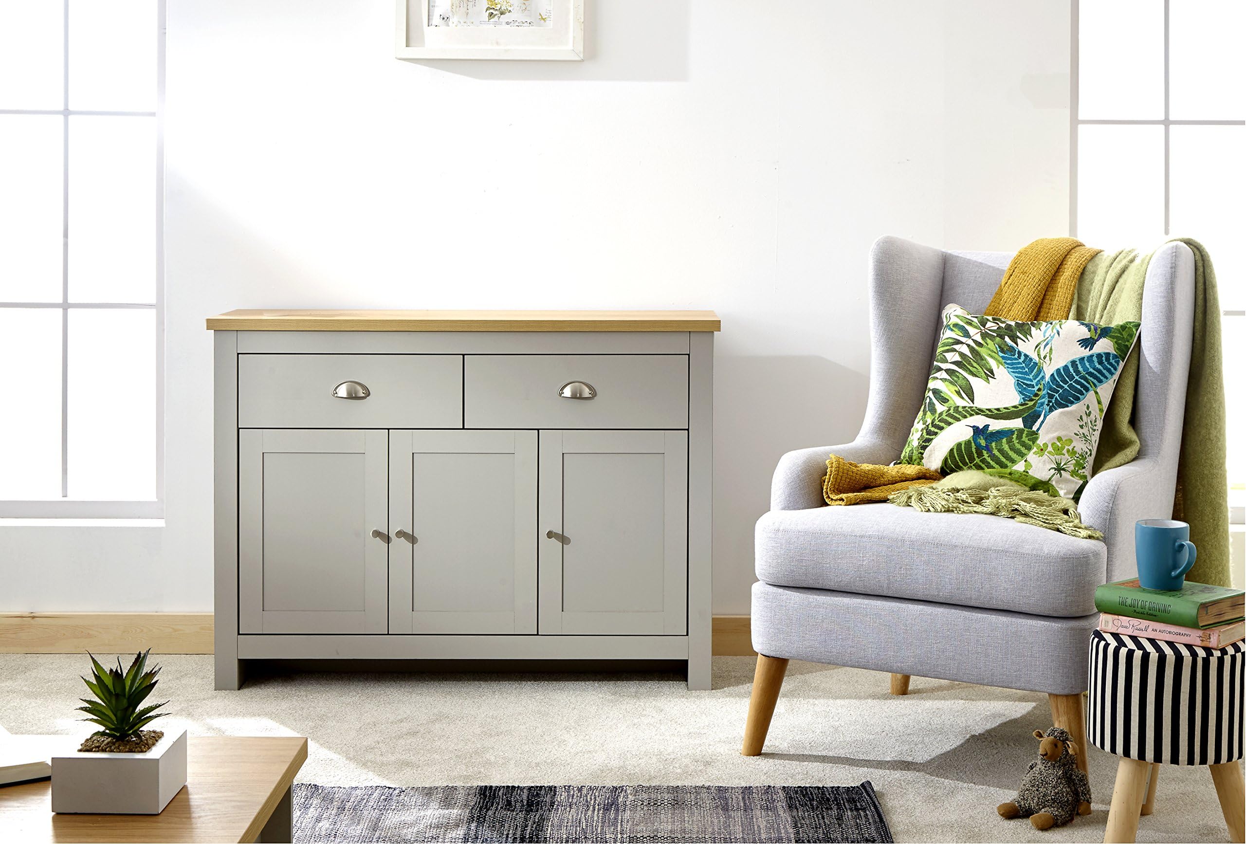GFW Lancaster Sideboard, 35 cm Depth x 111.7 cm Width x 82 cm Height ...