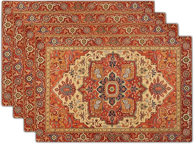 Amazon.com: Giwawa Boho Ethnic Placemats Set of 4 Vintage Orange Brown ...
