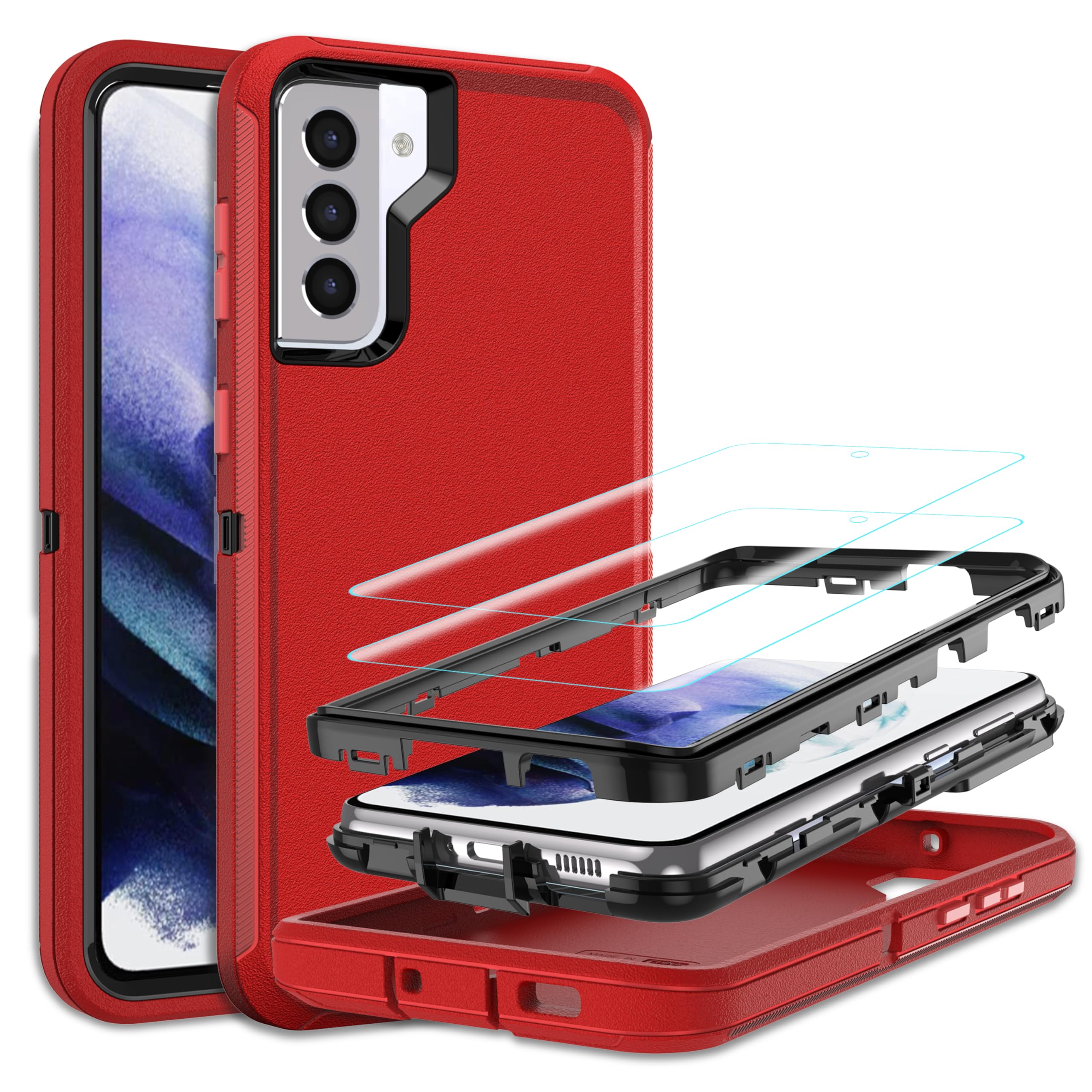 Amazon.com: Jshru for Samsung Galaxy S21 Plus Case with [2 Pack] HD ...