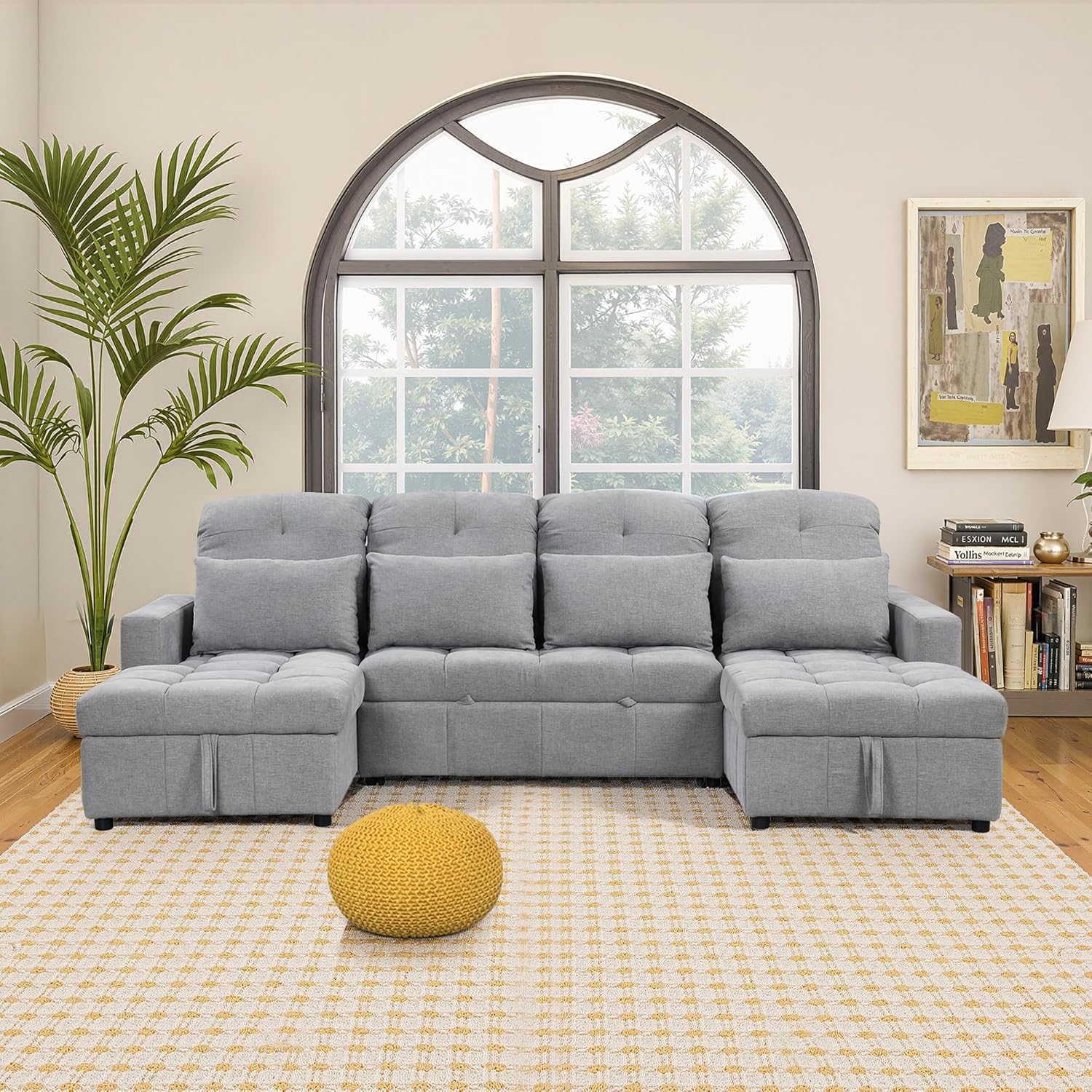 Amazon.com: Osparple 110.2" Sectional Couch, Pull-Out Sofa Bed U Shaped ...