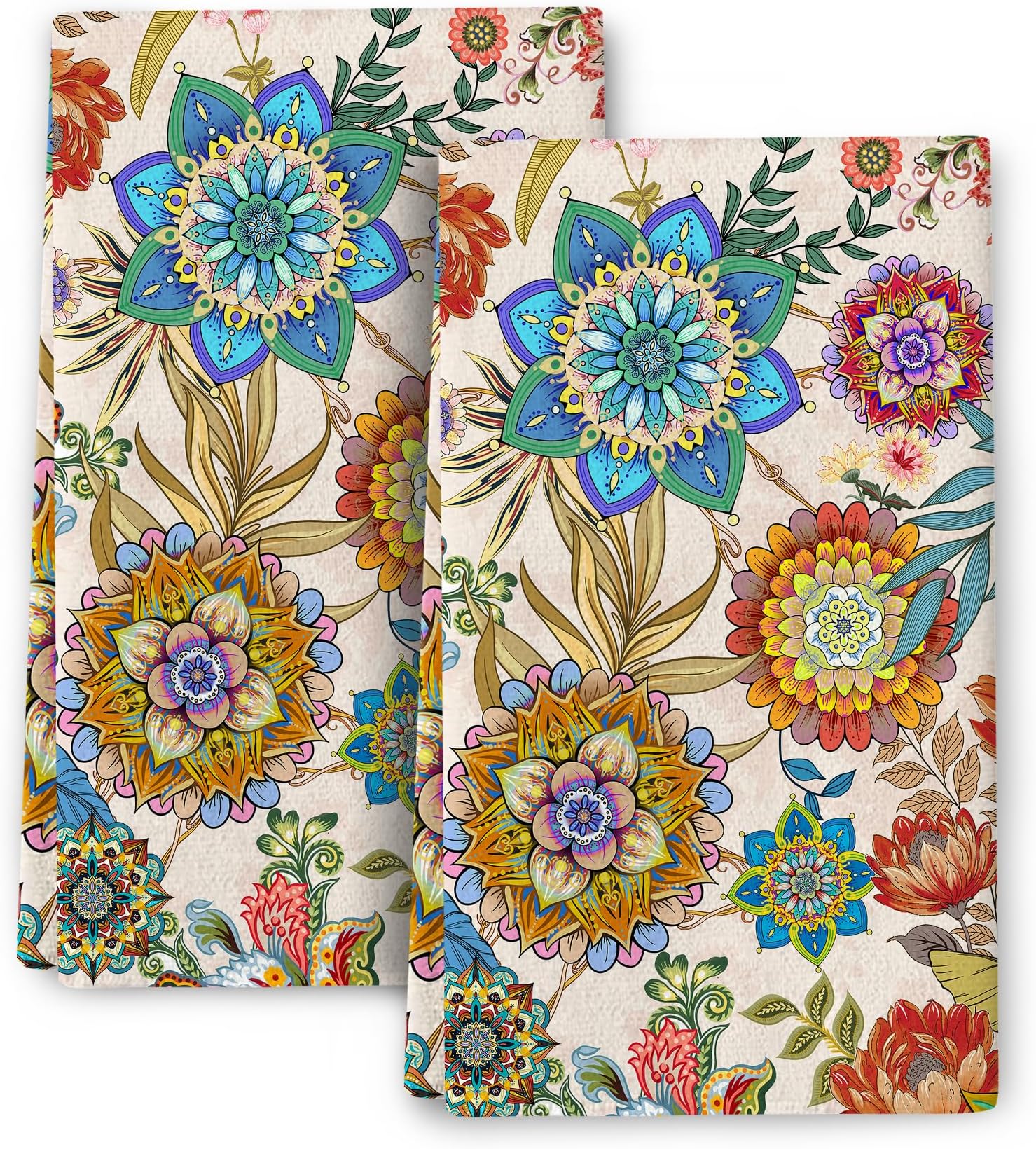 Amazon.com: QODUNG Abstract Floral Kitchen Towels Dishcloths 16x24 Inch ...