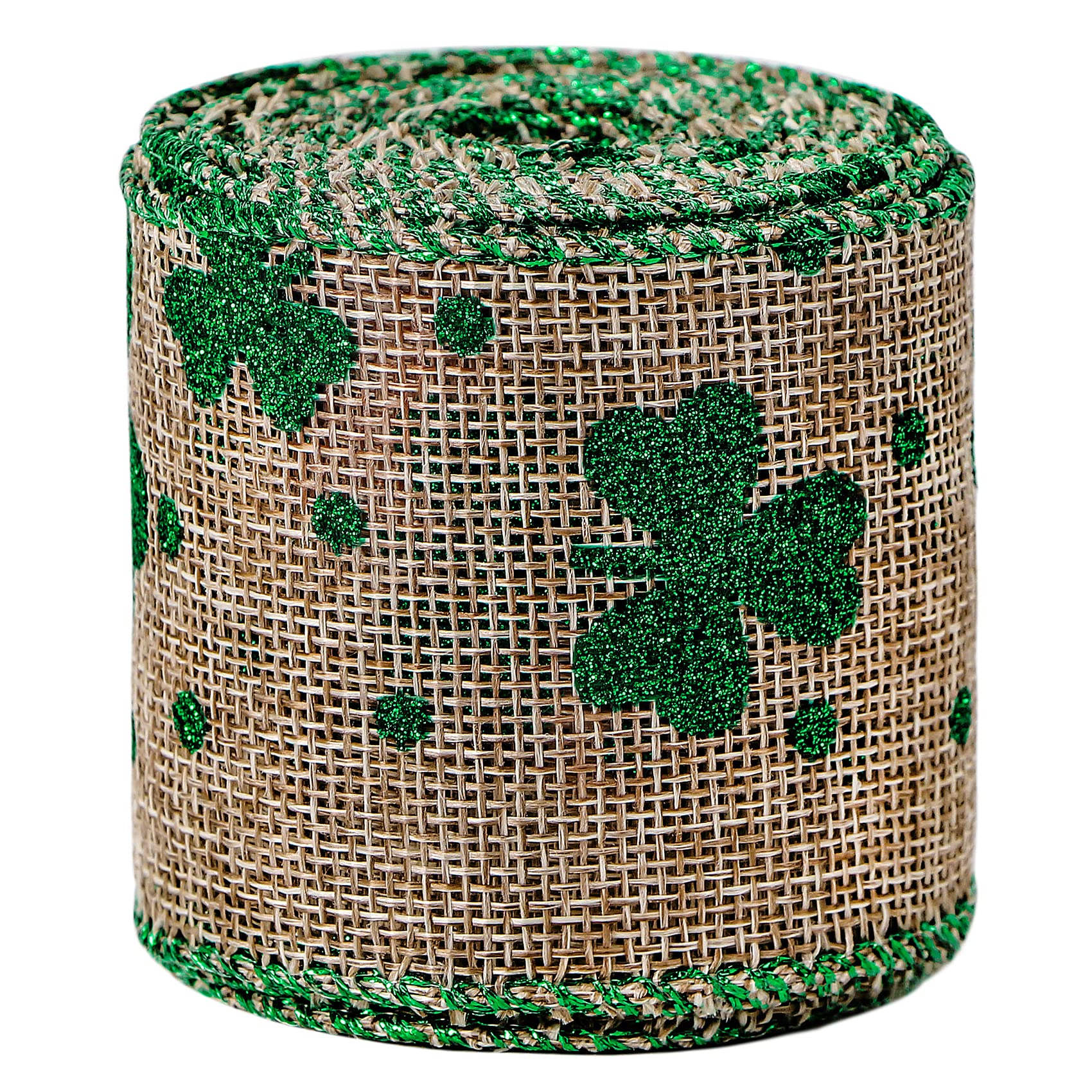 Amazon.com: ST Patricks Day Shamrock Ribbon Clover Burlap Wired Edge ...