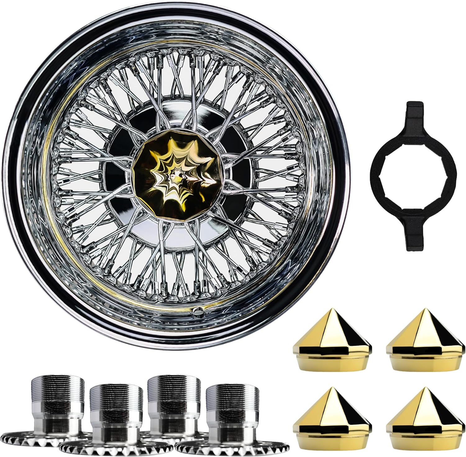 Amazon.com: British Wire Wheel 14x7 Reverse 72 Spoke Cross Lace Wire ...