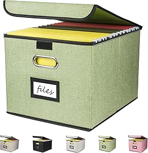 Amazon.com: OKBONN Portable file storage boxes with lids,Collapsible ...