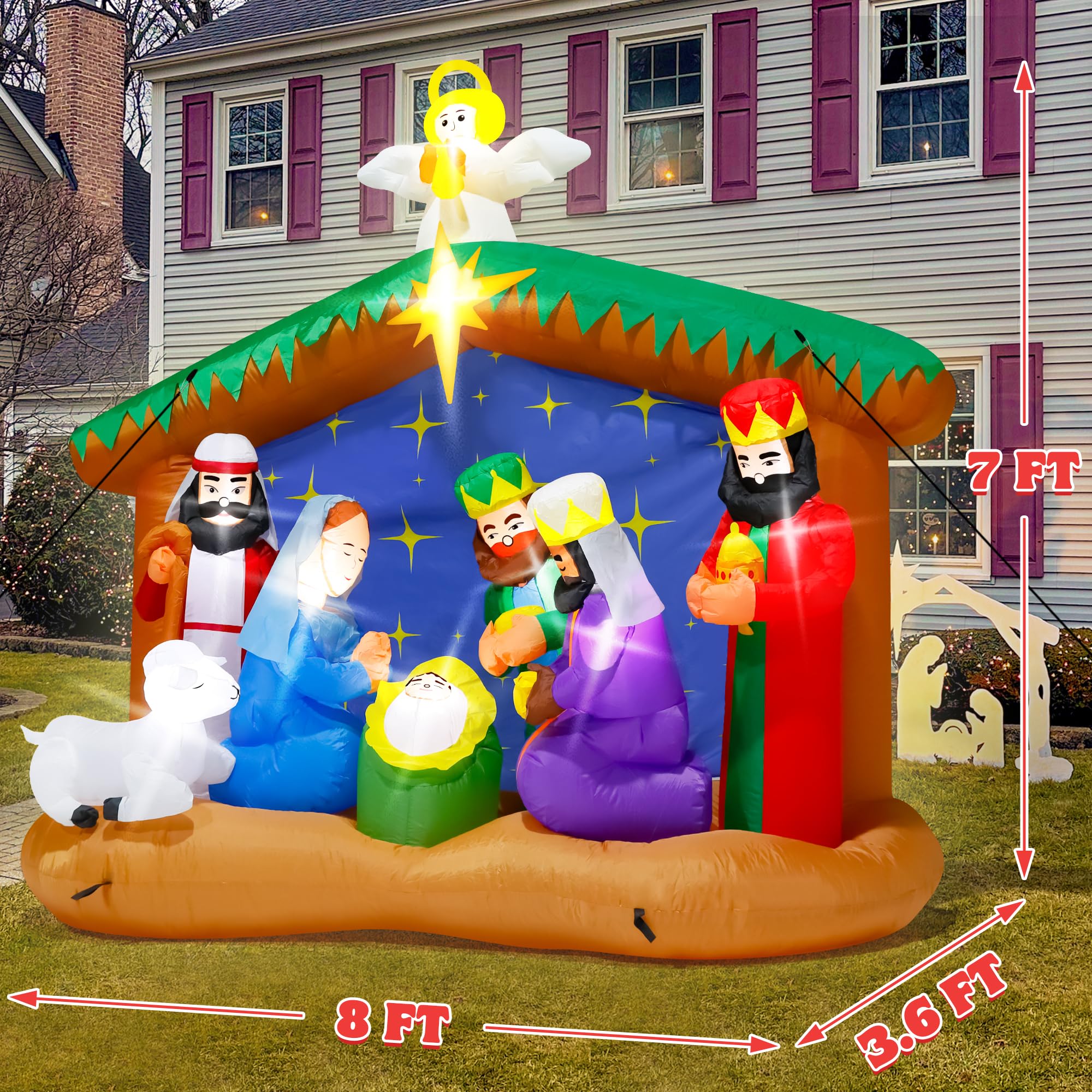 Snapklik.com : 8FT Christmas Inflatables Nativity Scene, Blow Up ...