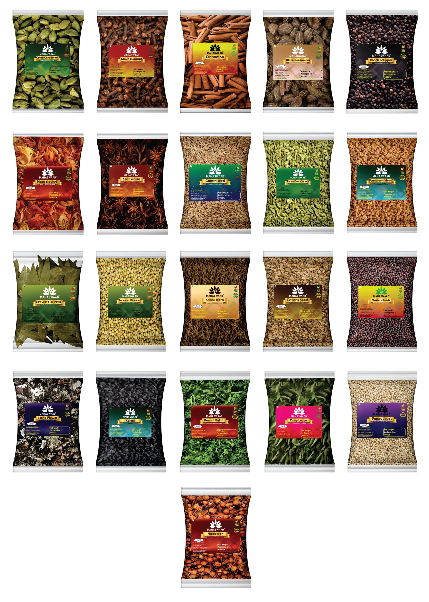MAHASWAAD Whole Indian Garam Masala Combo Pack, Aromatic Fresh Spices ...