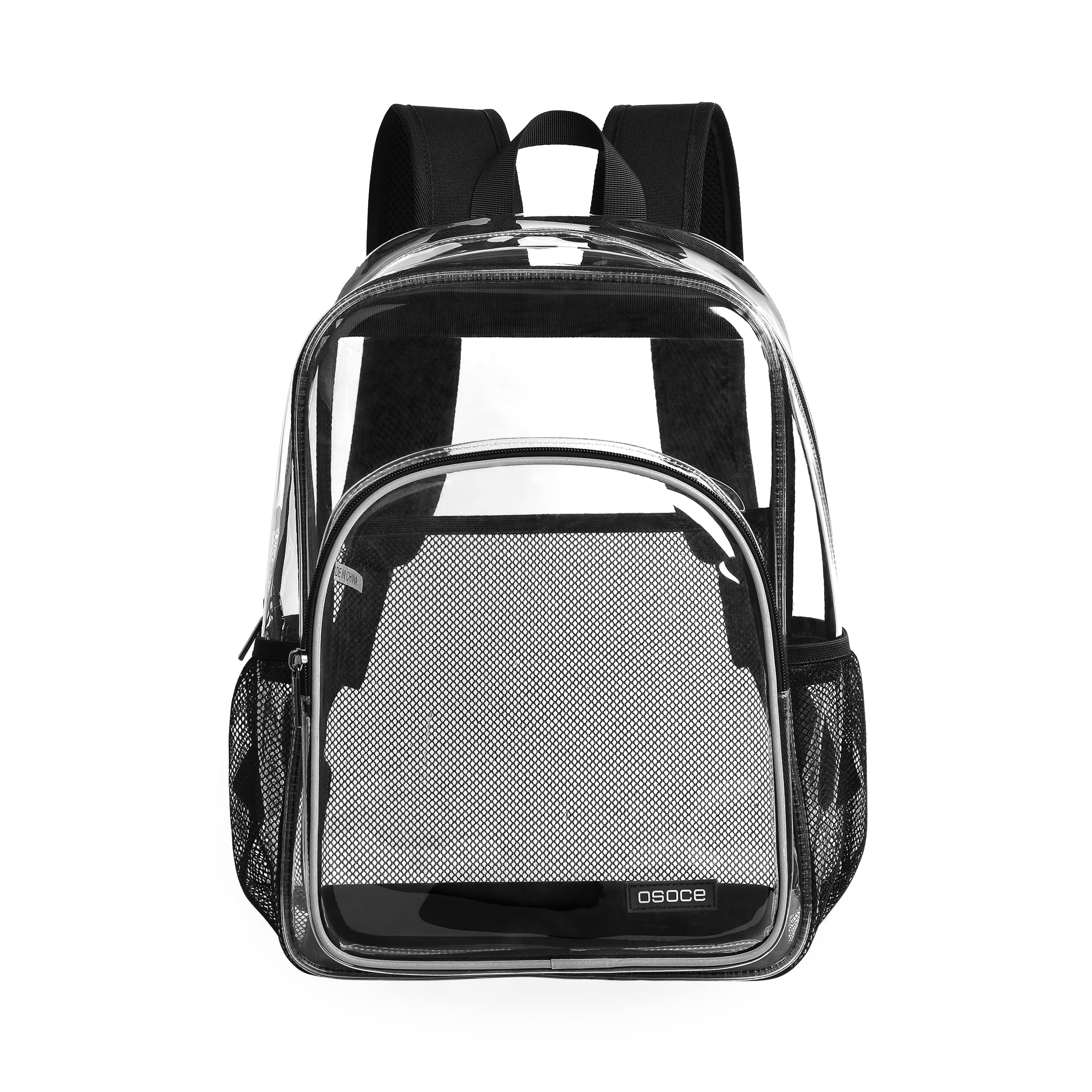 OSOCE Black Clear Backpack Heavy Duty,Clear Bag Stadium Approved,PVC ...