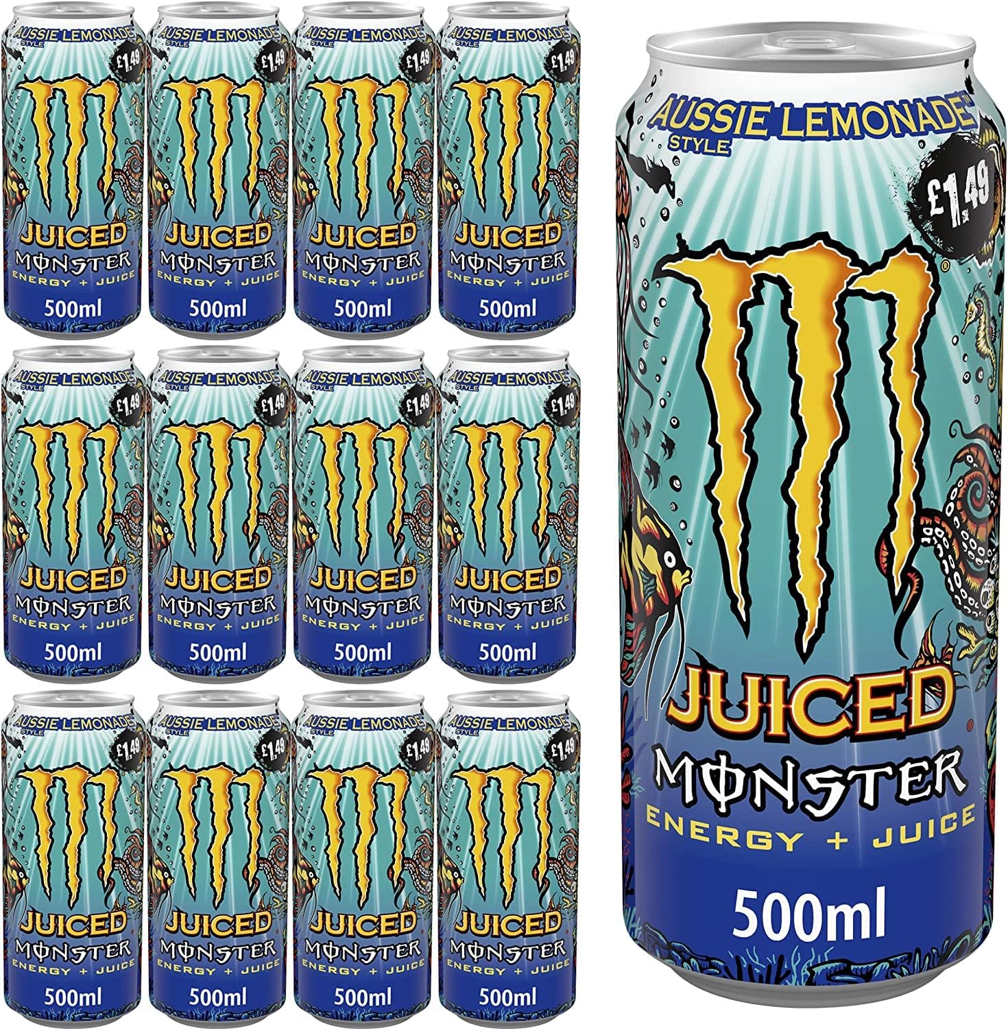 Monster Energy Aussie Style Lemonade 500ml PM (Pack of 12), 500 ml ...
