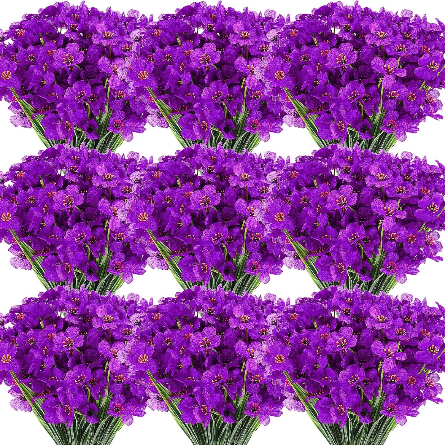 Amazon.com: Lyrow 100 Bundles Violet Artificial Flowers, UV Resistant ...