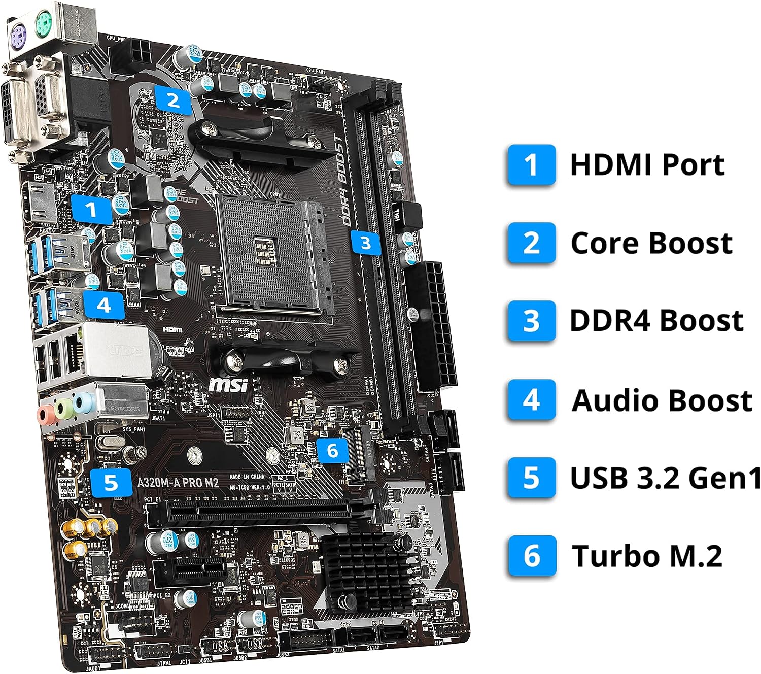 MSI A320M-A PRO M2 mATX Motherboard with MSI MAG CORELIQUID 240R CPU ...
