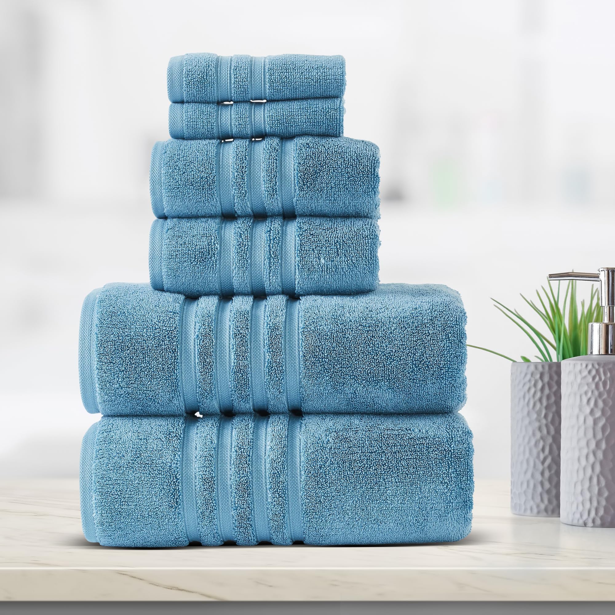Amazon.com: ESSELL Luxury 6-Piece Towel Set, 700 GSM 100% Cotton-(2 ...