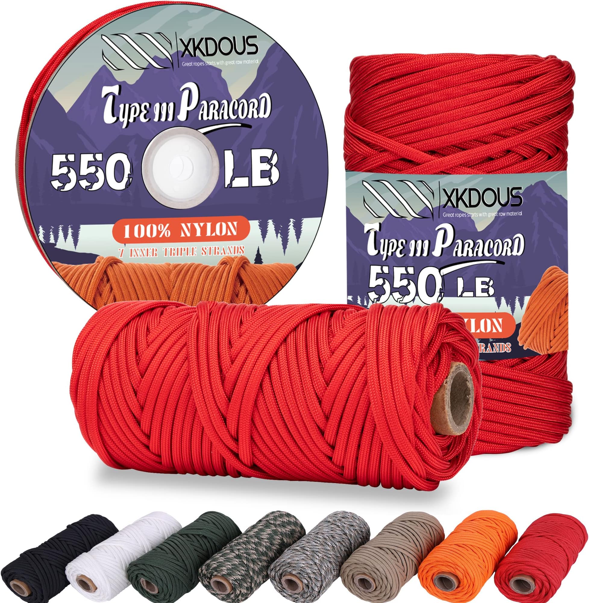 Amazon.com: Parachute Cord 650lb 9 Strand | 550 Paracord 100 Feet ...
