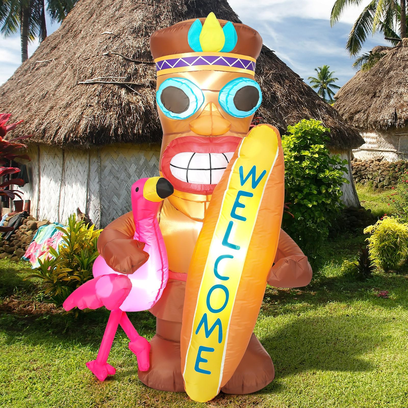 Amazon.com: Shappy 5 Ft Inflatable Tiki Flamingo Beach Party Decor Luau ...