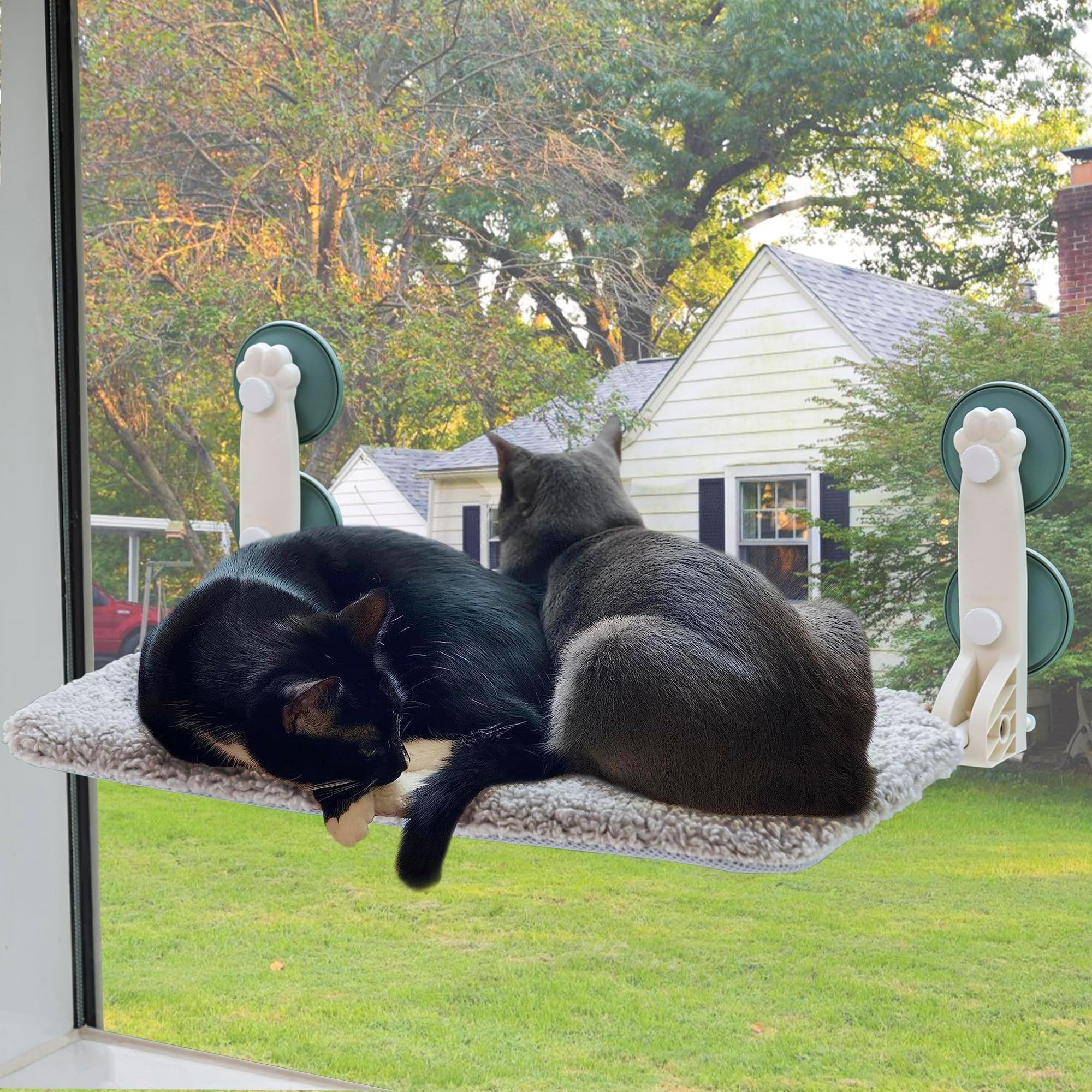 Focenat Cat Window Bed Hammock, 60x30cm Foldable Cat Window Perch with ...