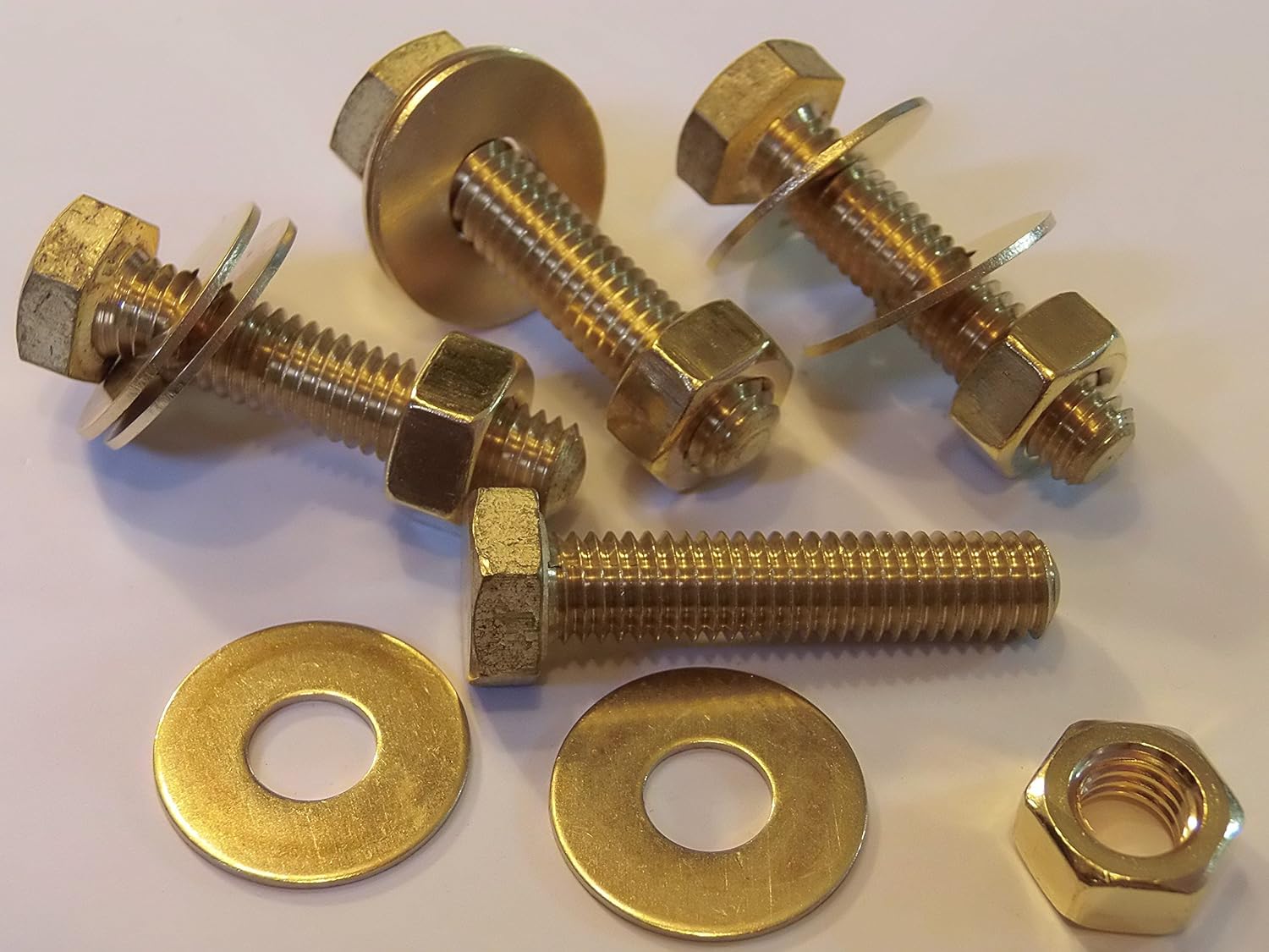 M8X35 BRASS HEX HEAD BOLTS NUTS & WASHERS (PACK 0F 4) BRASS SET SCREWS ...