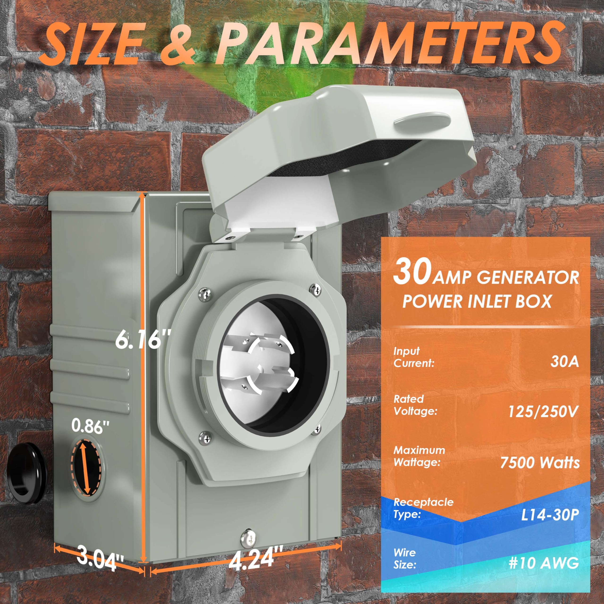 Outdoor Generator Connector 30 Amp Generator Power Inlet Box - NEMA L14 ...