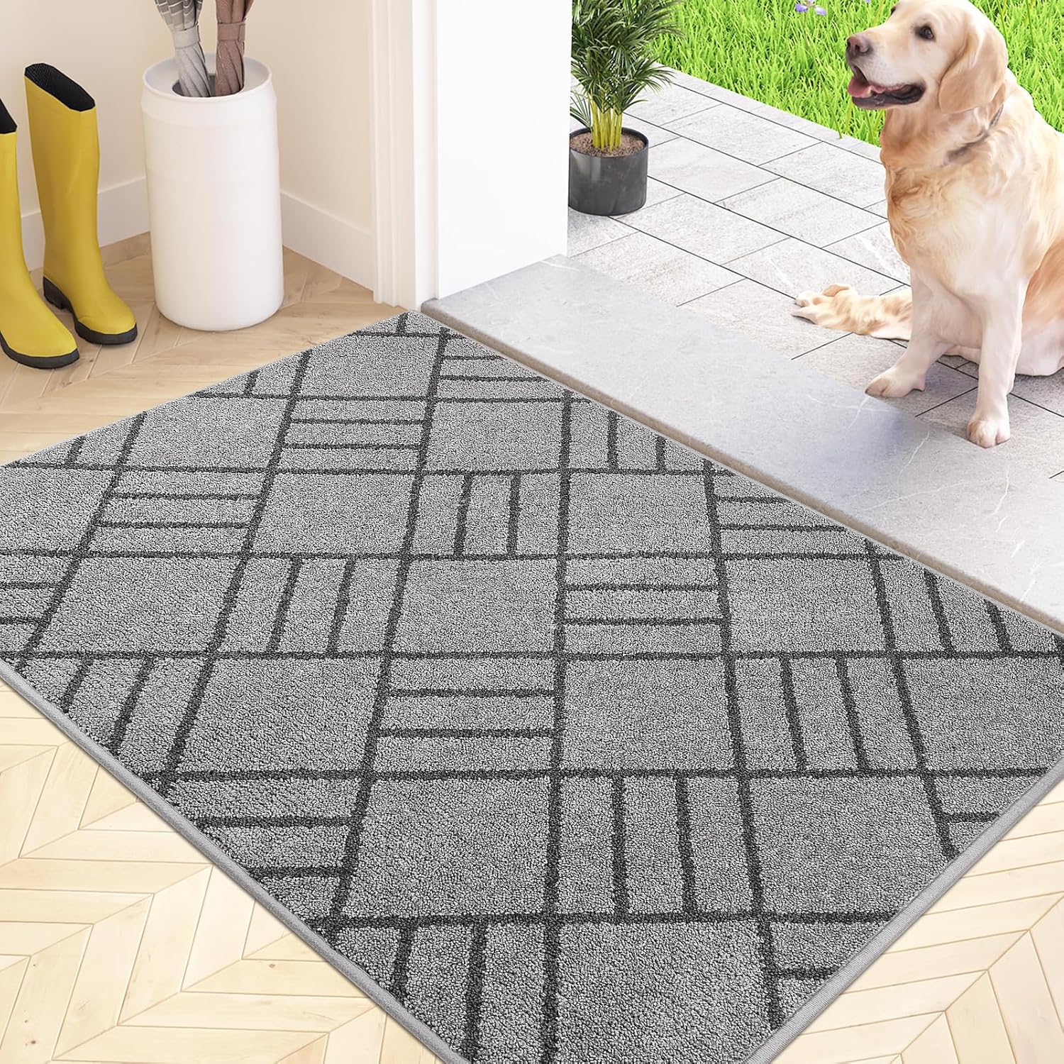 Amazon.com: DOMUSTEX Non Slip Entryway Rug 20" x 32", Dirt Trapper Door ...