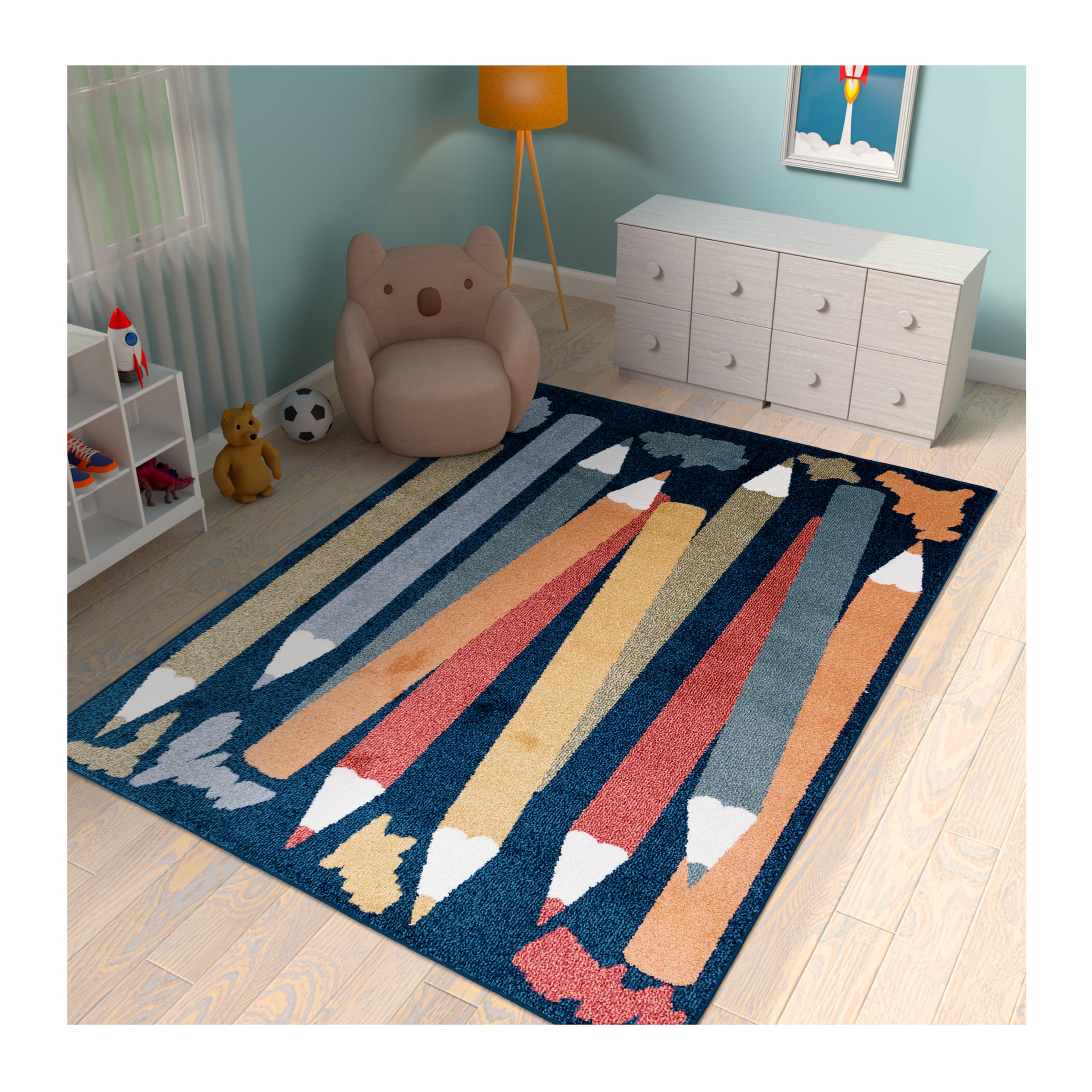 Amazon.com: Orian Rugs Crayons Playroom Rug - 5'3" x 7' Rectangle in ...