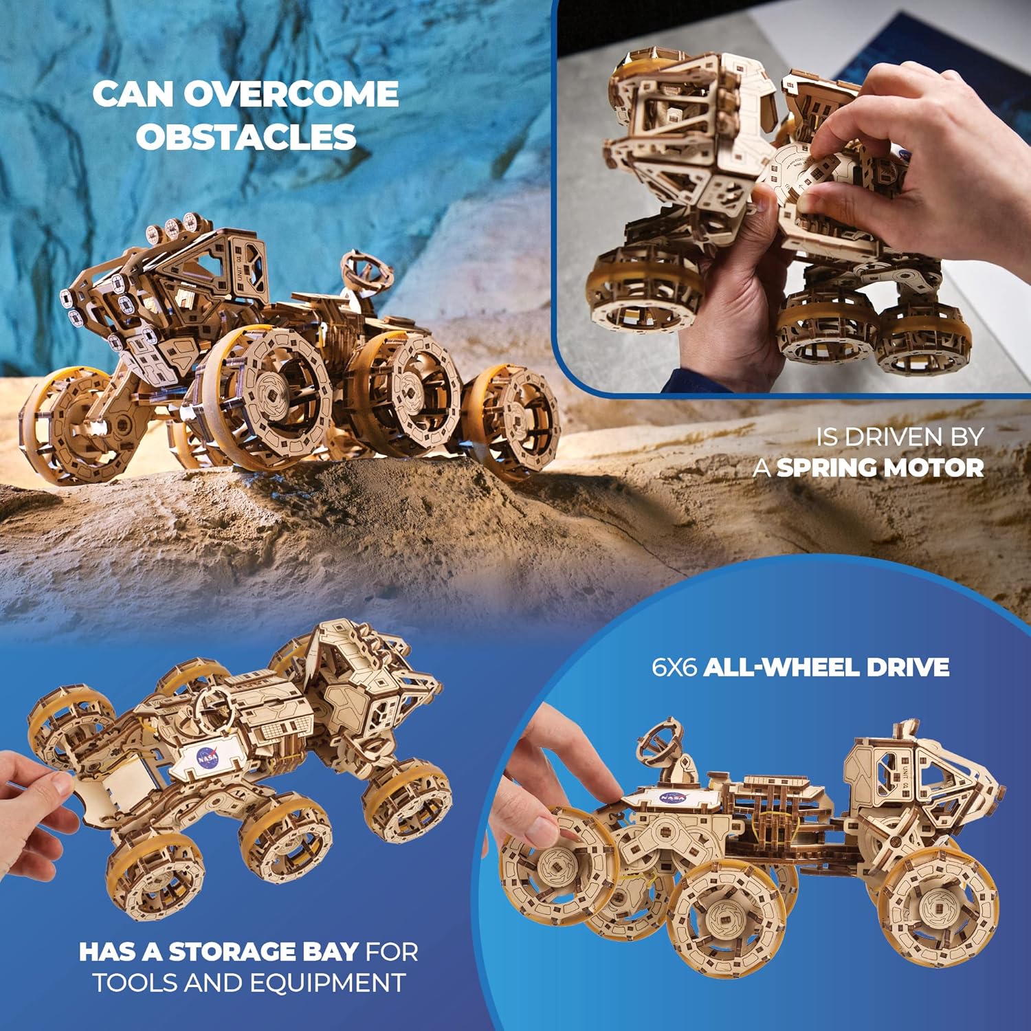UGears Manned Mars Rover – Wooden Model Car Kit – 3D Wooden Models to ...