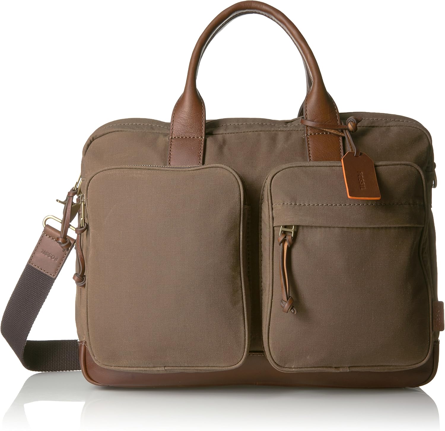 Amazon.com: Fossil Men's Defender Waxed Canvas Double Zip Workbag ...