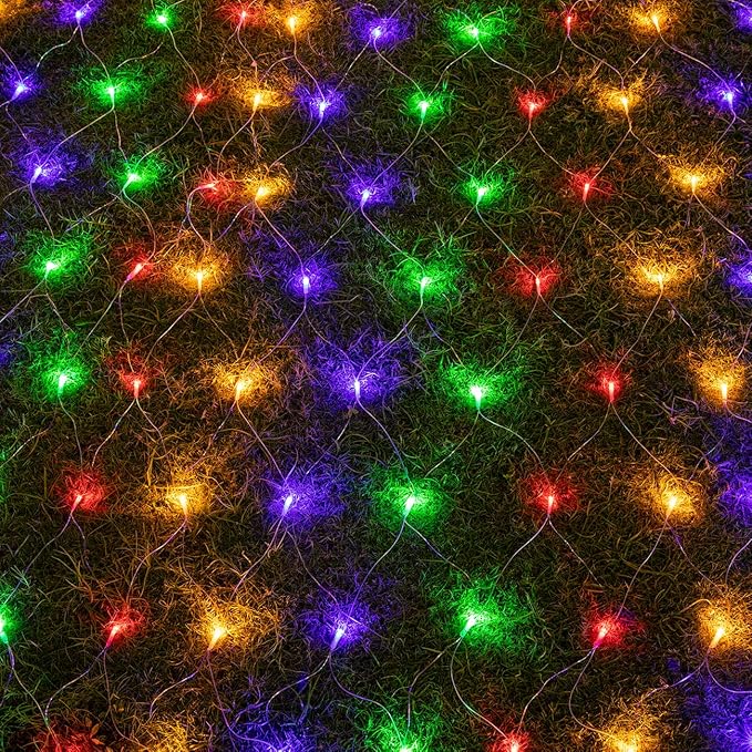 AWQ 200 LED 9.8ft x 6.6ft String Net Mesh Lights 8 Modes for Christmas ...