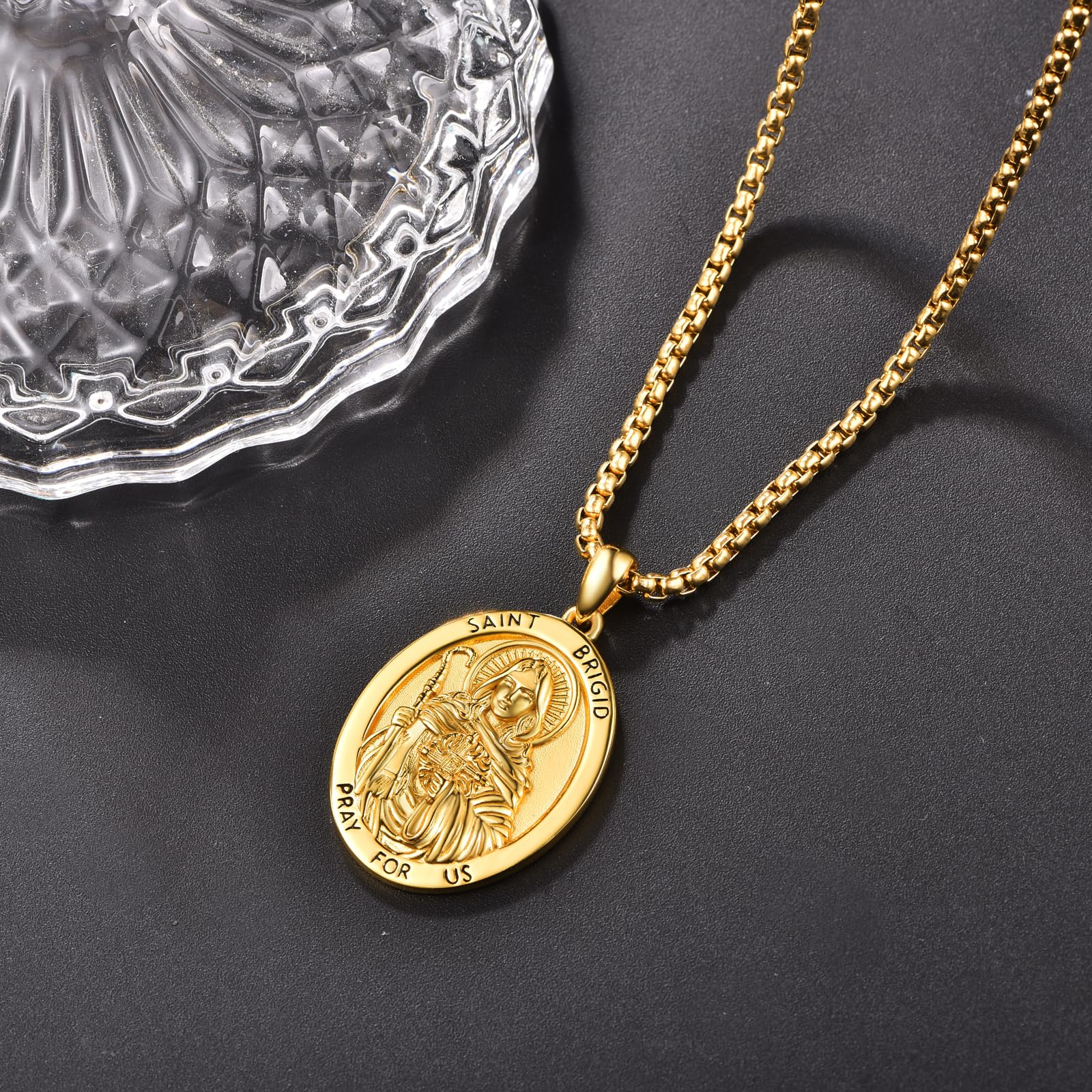 Snapklik.com : 24K Gold-Plated St Brigid Necklace Sterling Silver Saint ...