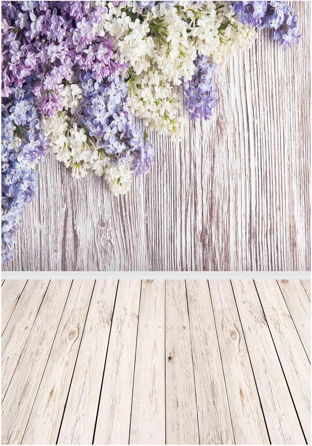 Allenjoy 5x7ft Sprine Violet Floral Wood Wall Photography Backdrop ...