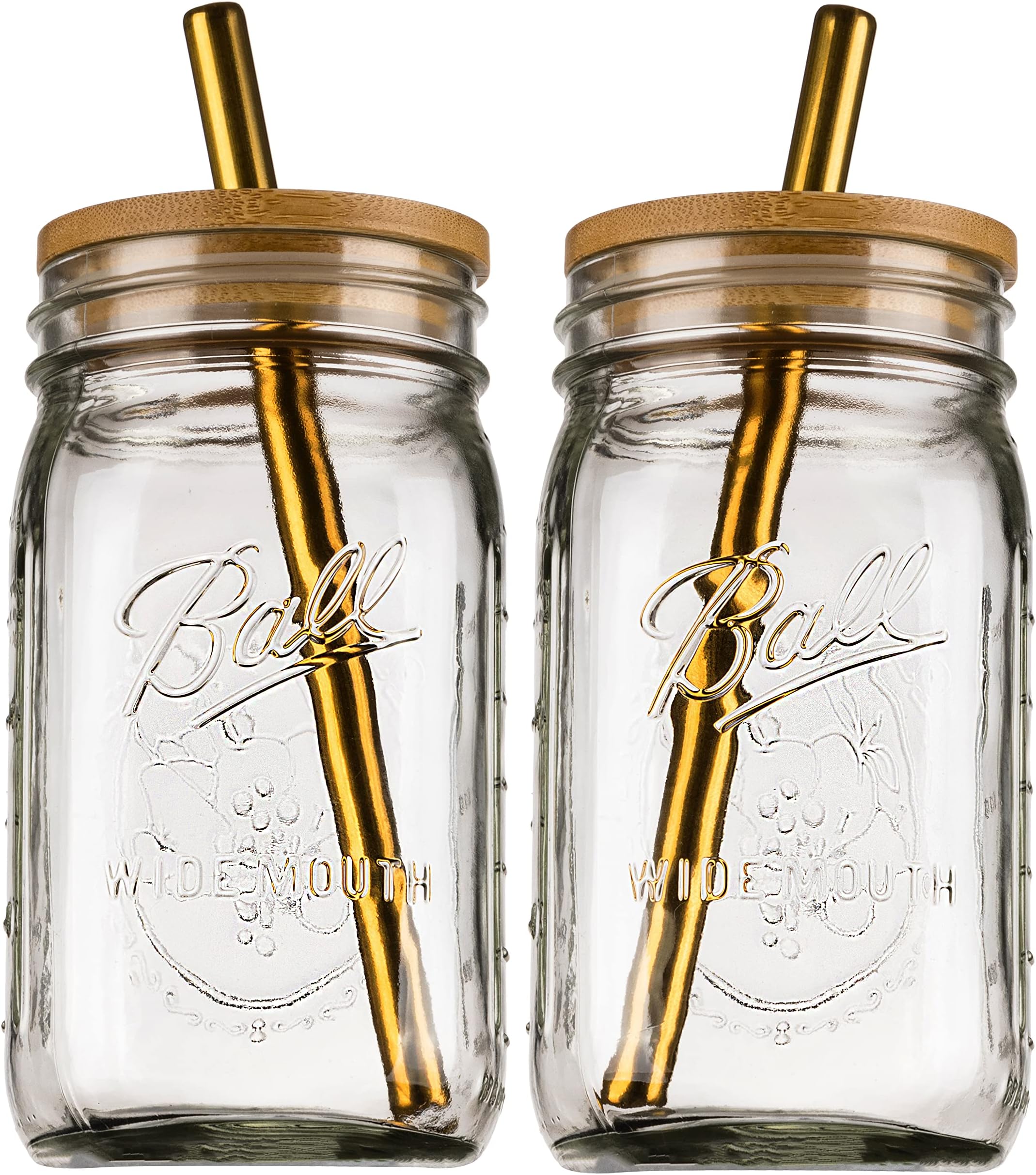 Amazon.com: Mason 4 Pack Reusable Tea Cups, Glass Jars 24oz Wide Mouth ...