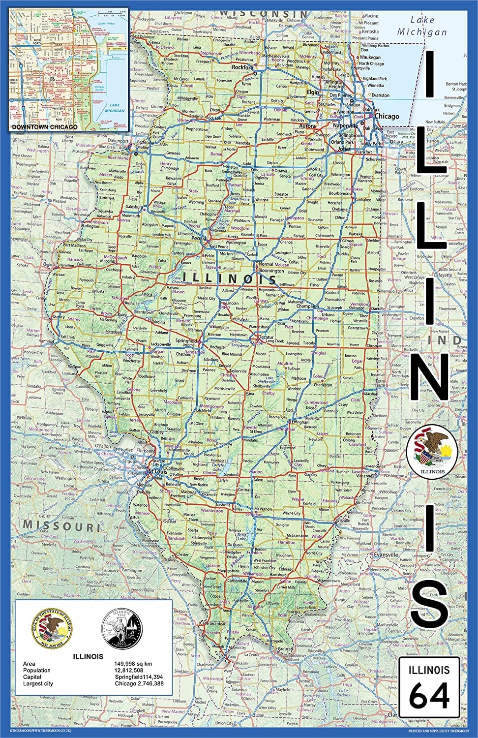 Detailed Map Of Illinois Rand McNally Easy To Read State Folded Map: