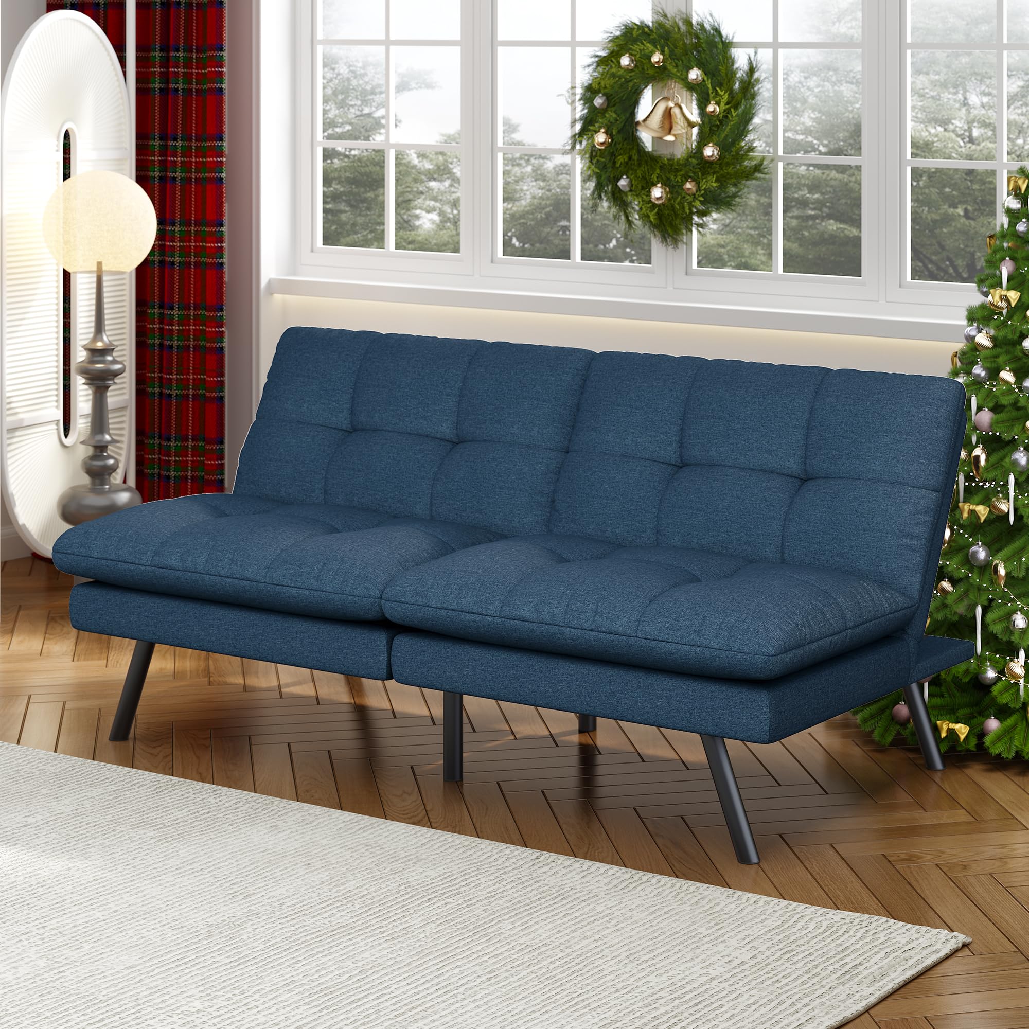 Amazon.com: AMICLIBER Detachable Futon Sofa Bed,Blue Armless Memory ...