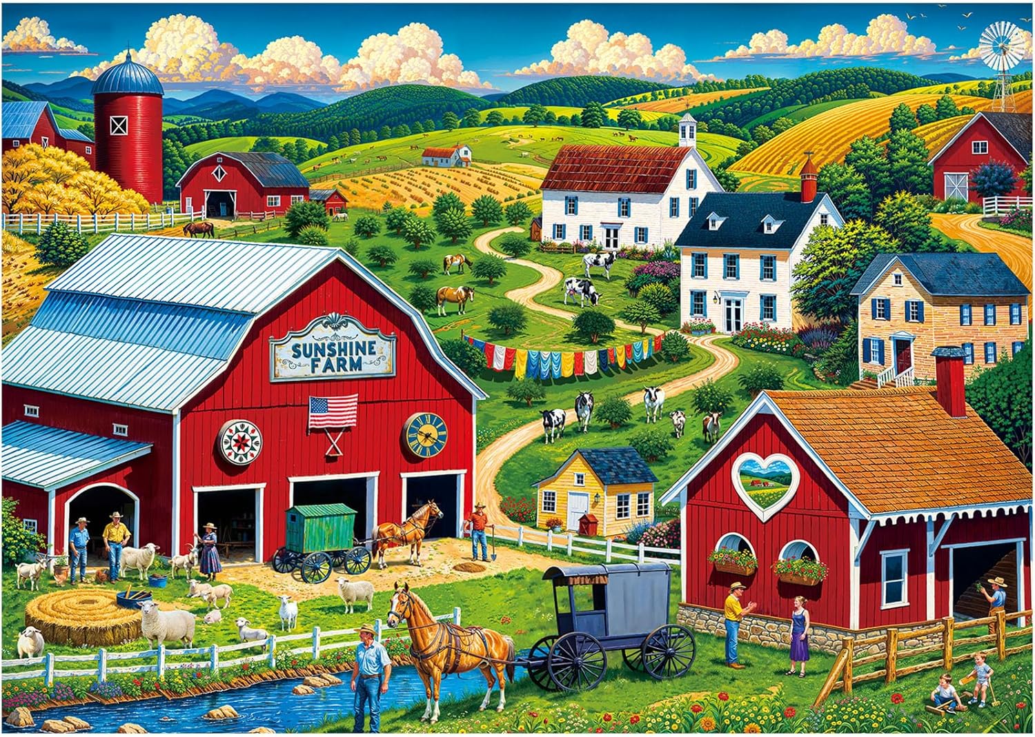 Rocorose Jigsaw Puzzles for Adults 1000 Pieces, Sunshine Farm Puzzle ...