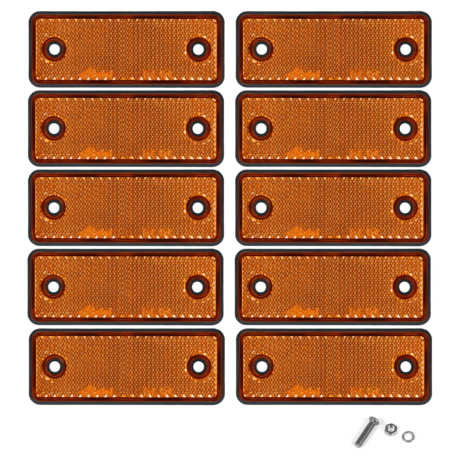 Amazon.com: Yinaolan 10 Pack Yellow Screw on Rectangular Reflectors ...