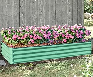 Amazon.com: Domi Galvanized Raised Garden Bed, Outdoor Planter Garden ...