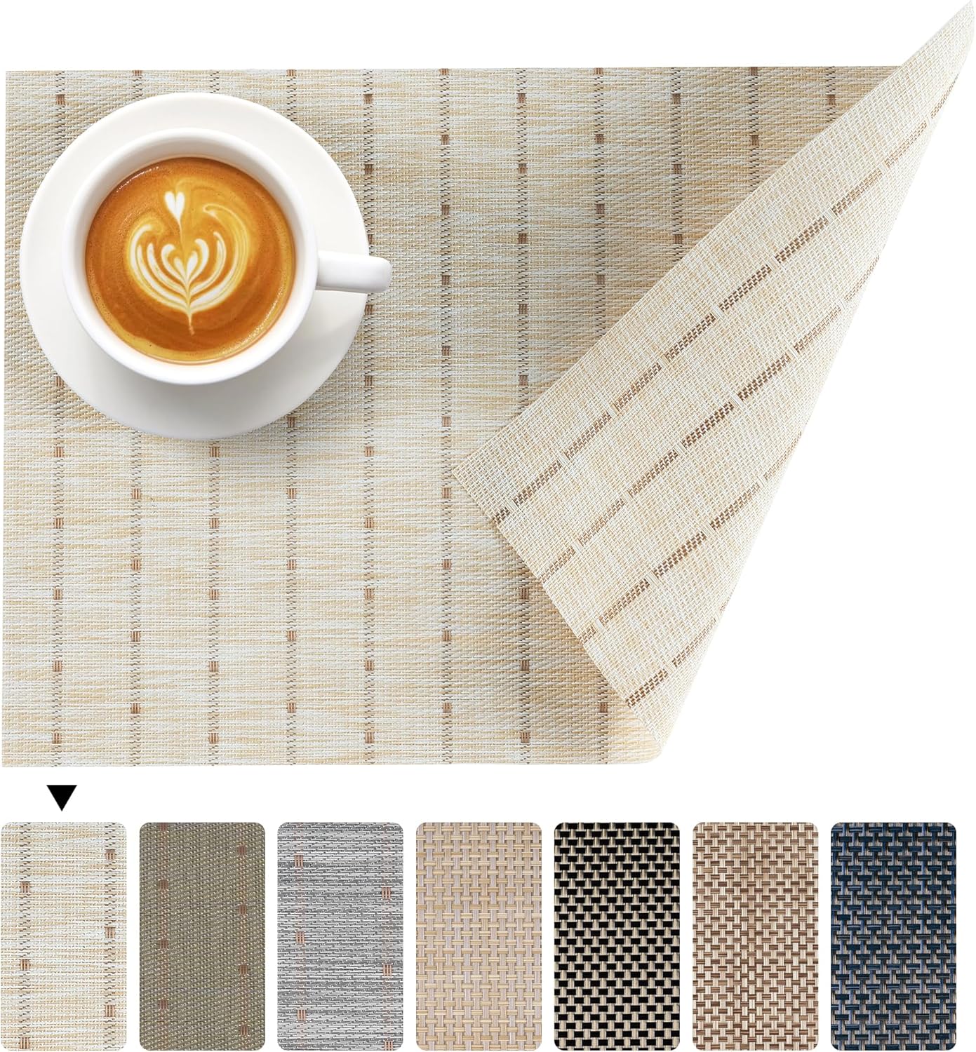 Amazon.com: VCVCOO Beige Placemats Set of 6 - Durable Plastic Vinyl ...