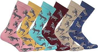 Amazon.com: AWST Int'l Playful Donkeys Socks 6 pack-Assorted Colour ...