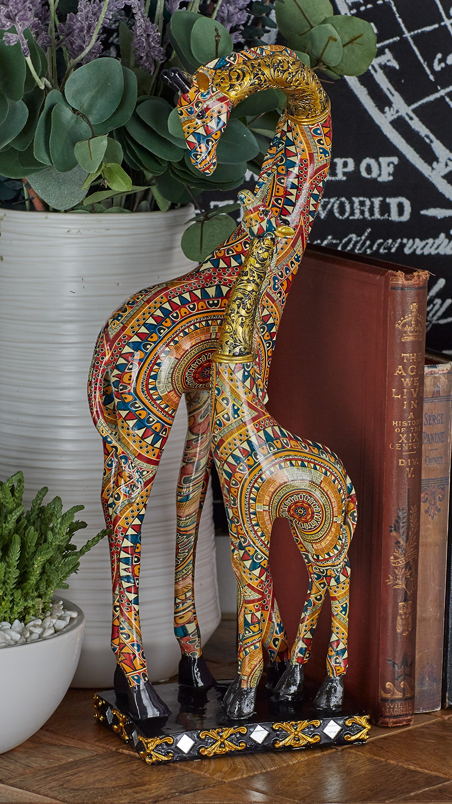 Deco 79 Polystone Giraffe Sculpture, 6" x 4" x 16", Multi Colored