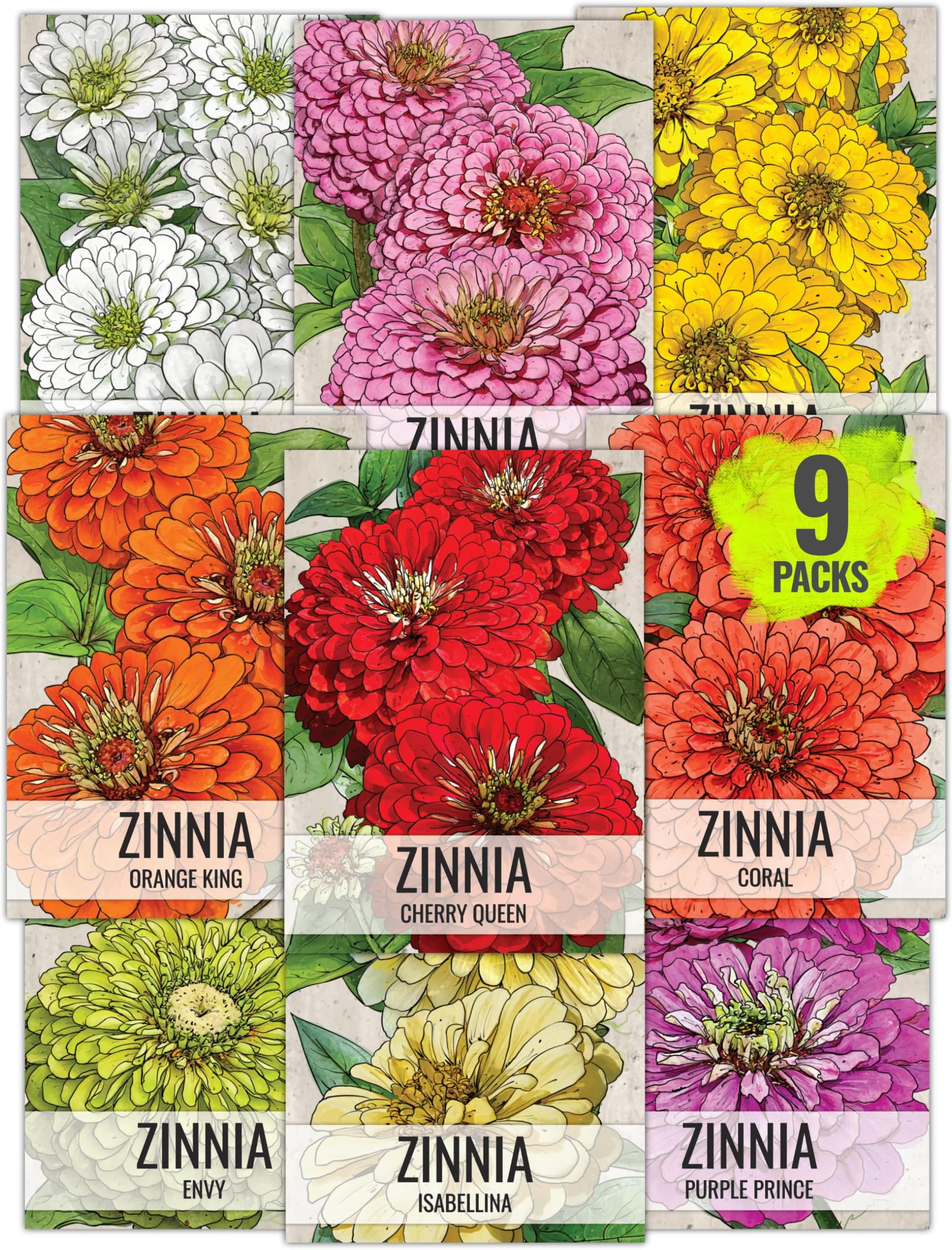 Amazon.com : Sow Right Seeds - Bulk Mixed Zinnia Seeds for Planting - 1 ...