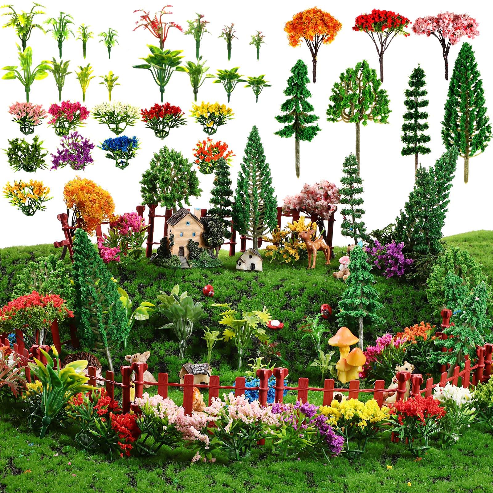 Amazon.com: Yilloog 55 Pcs Miniature Colorful Flower Cluster Mini Model ...