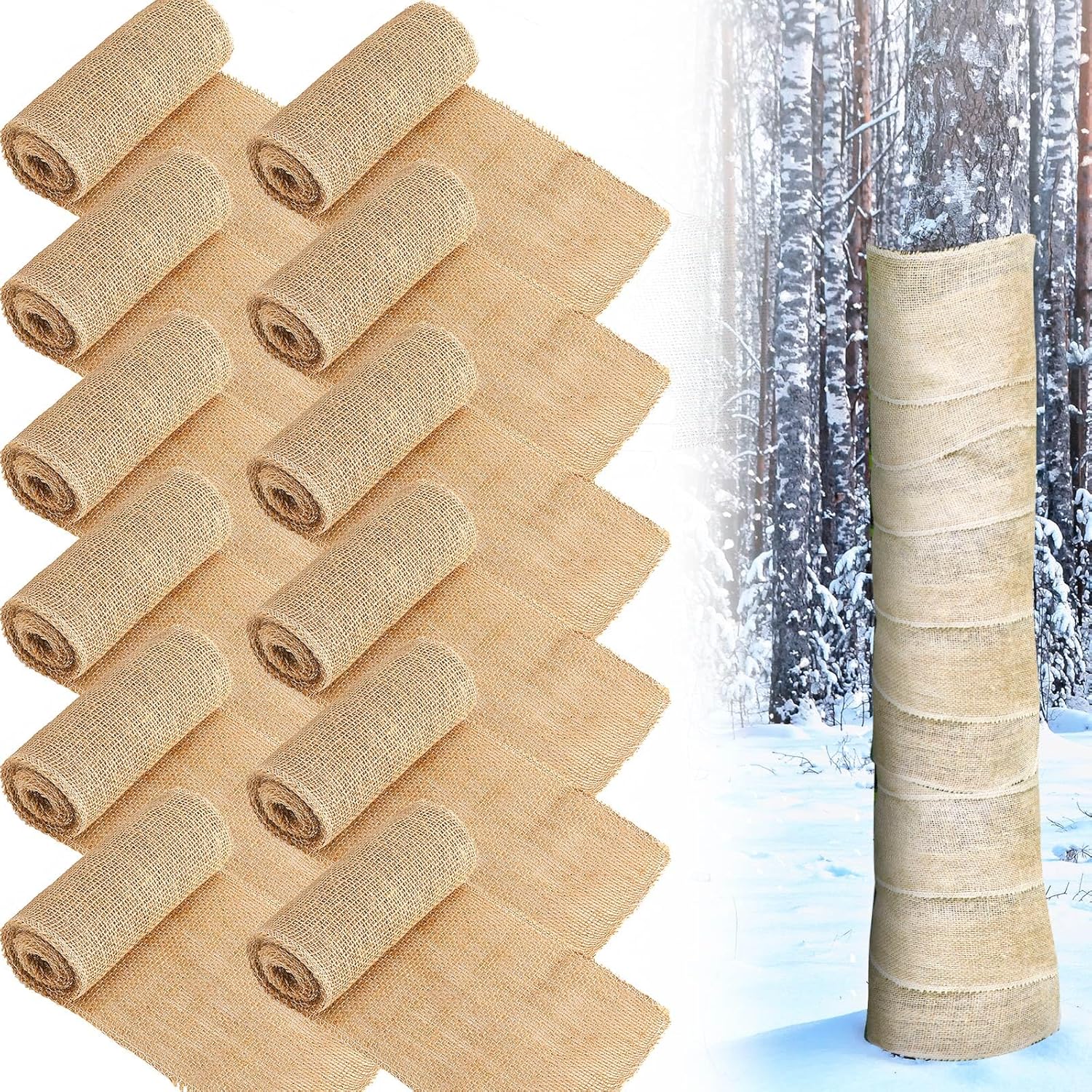 Amazon.com : Newwiee 12 Rolls Natural Burlap Tree Wrap 5.9 x 11.5 ...