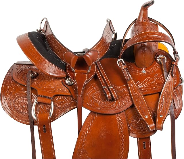 Arabian Tree Hand Carved Chestnut Tan Leather Western Endurance Arabian ...