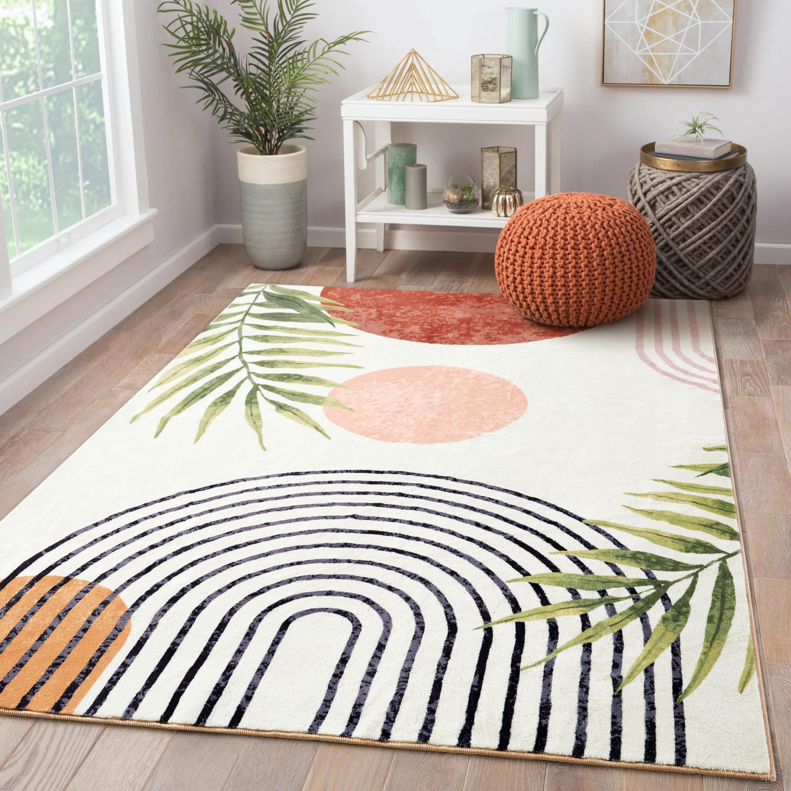 Amazon.com: RoomTalks Mid Century Modern Washable Rug, Boho Cute ...