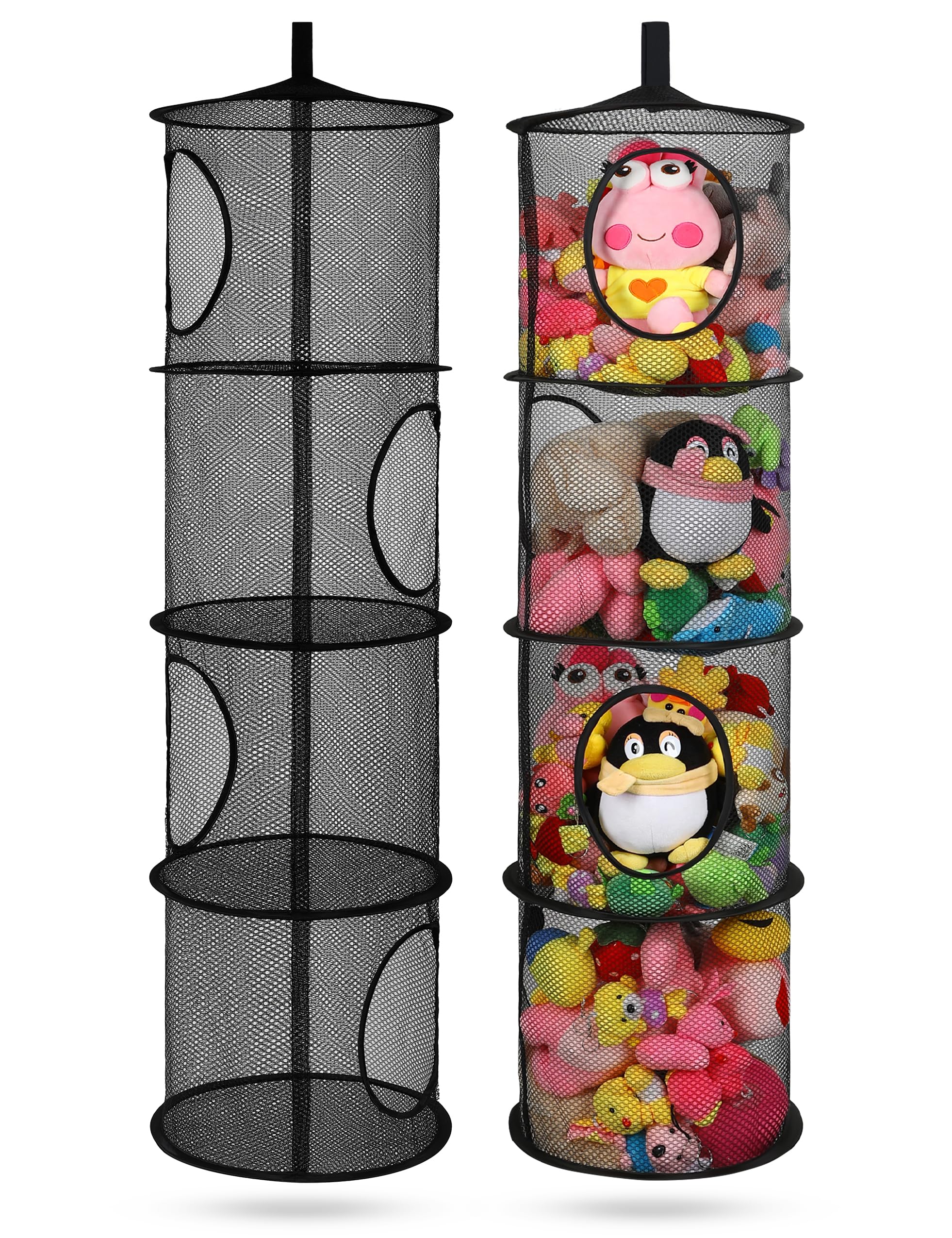 Amazon.com: 2Pcs Stuffed Animal Storage Organizer Foldable Stuffed ...