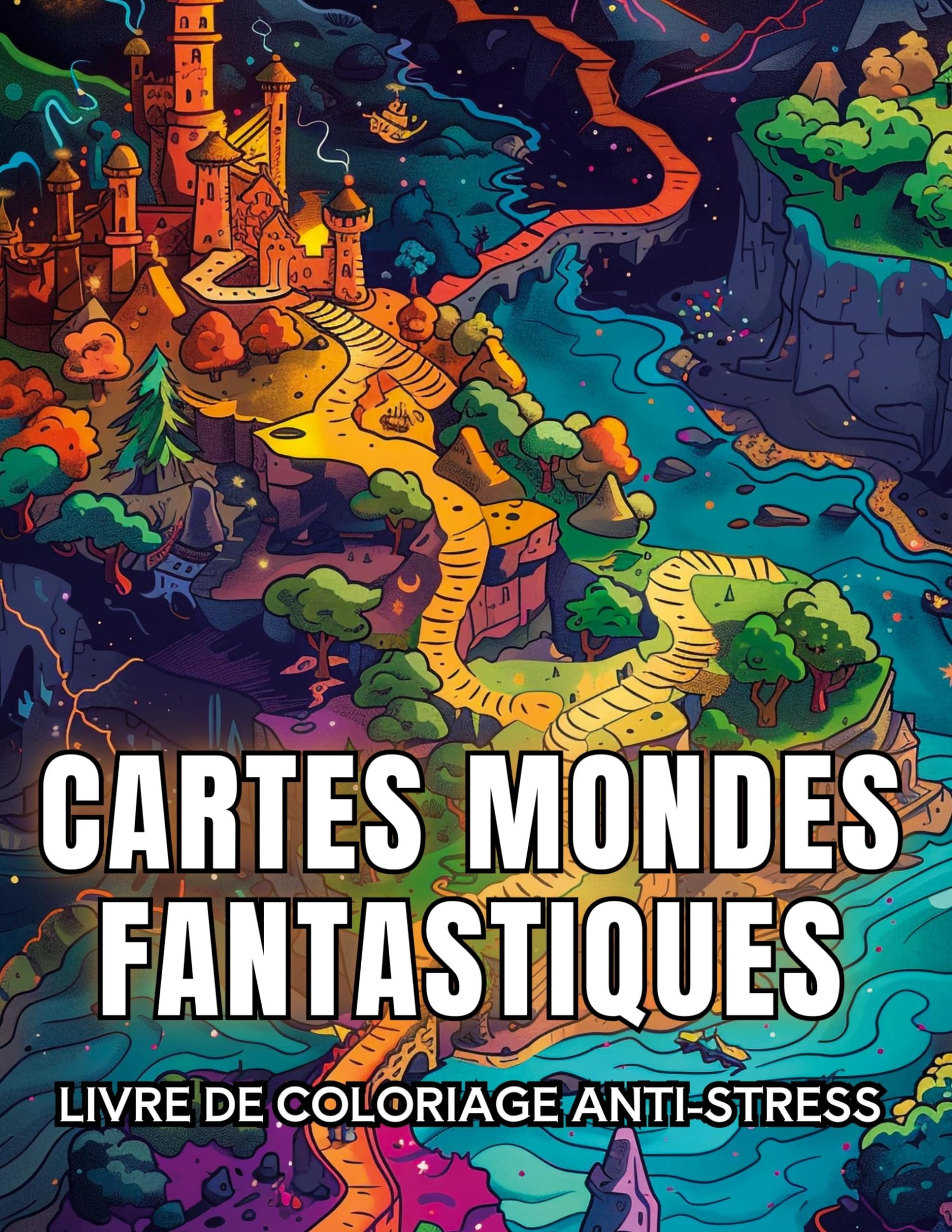 Cartes mondes fantastiques: Livre de coloriage anti-stress : Book Color ...
