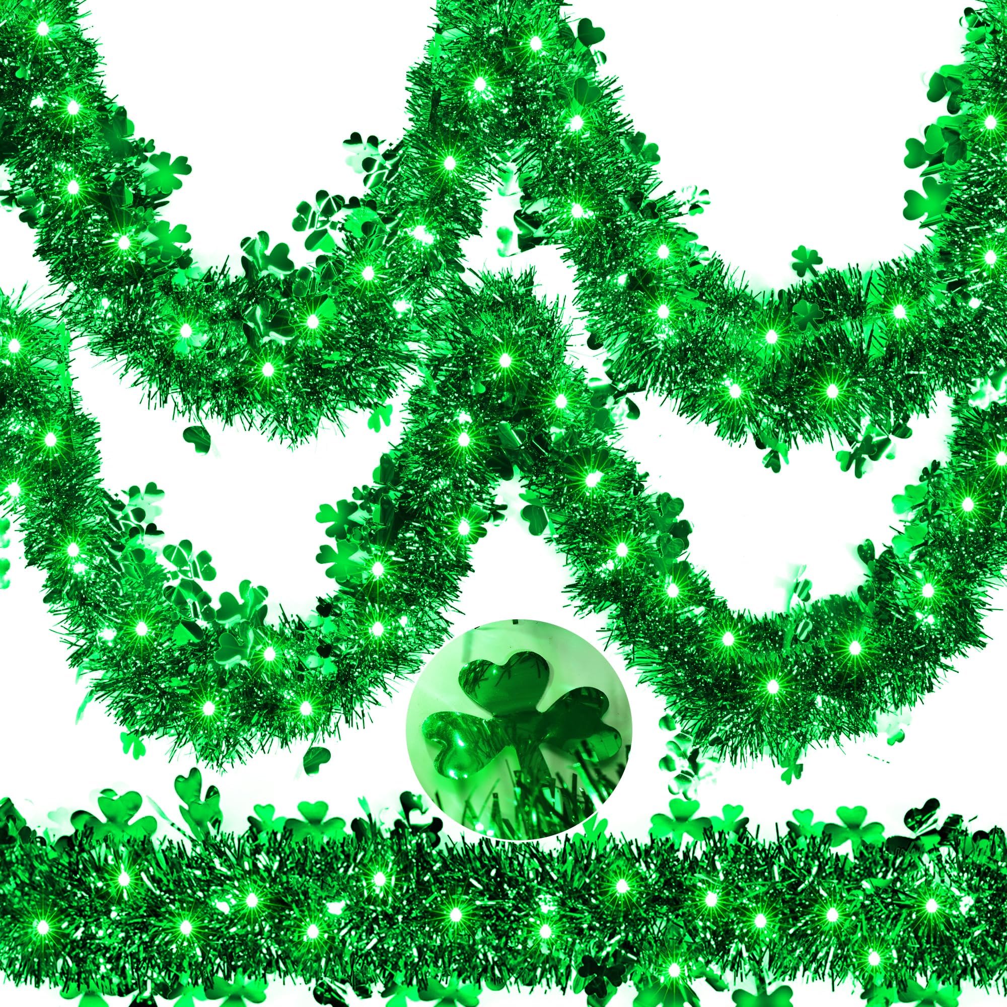 Amazon.com: Brizled 2 Pack St. Patrick's Day Tinsel Shamrock Garland ...
