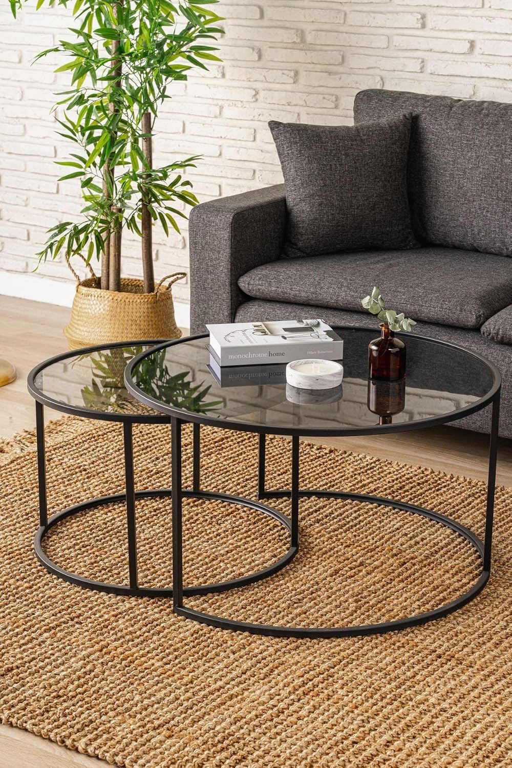 Amazon.com: DEKOPRATİK Tokyo Coffee Table 80 Cm Round Smoked ...