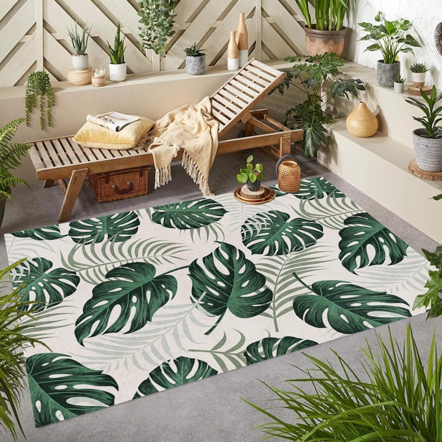 Amazon.com: LHOMKCV Green Monstera Leaves Area Rug, 5x7ft, Sage Green ...