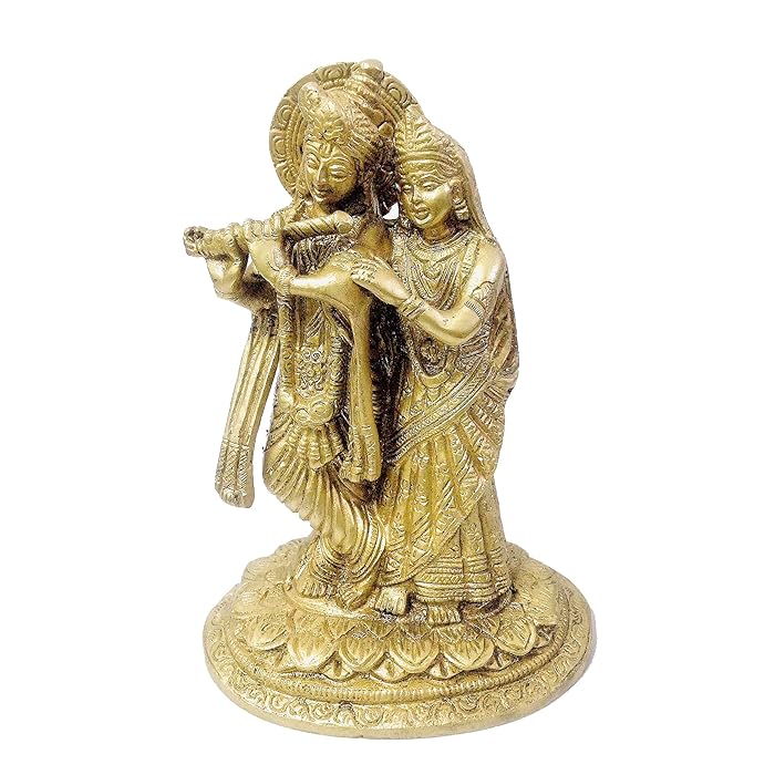 Buy Brass Radha Krishna Statue God Laddu Gopal Gopi Kanha Makhan Chor ...